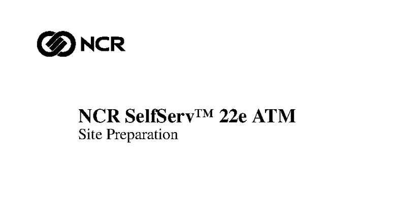 NCR SS22e ATM Site Preparation Guidelines and Compliance Standards ...