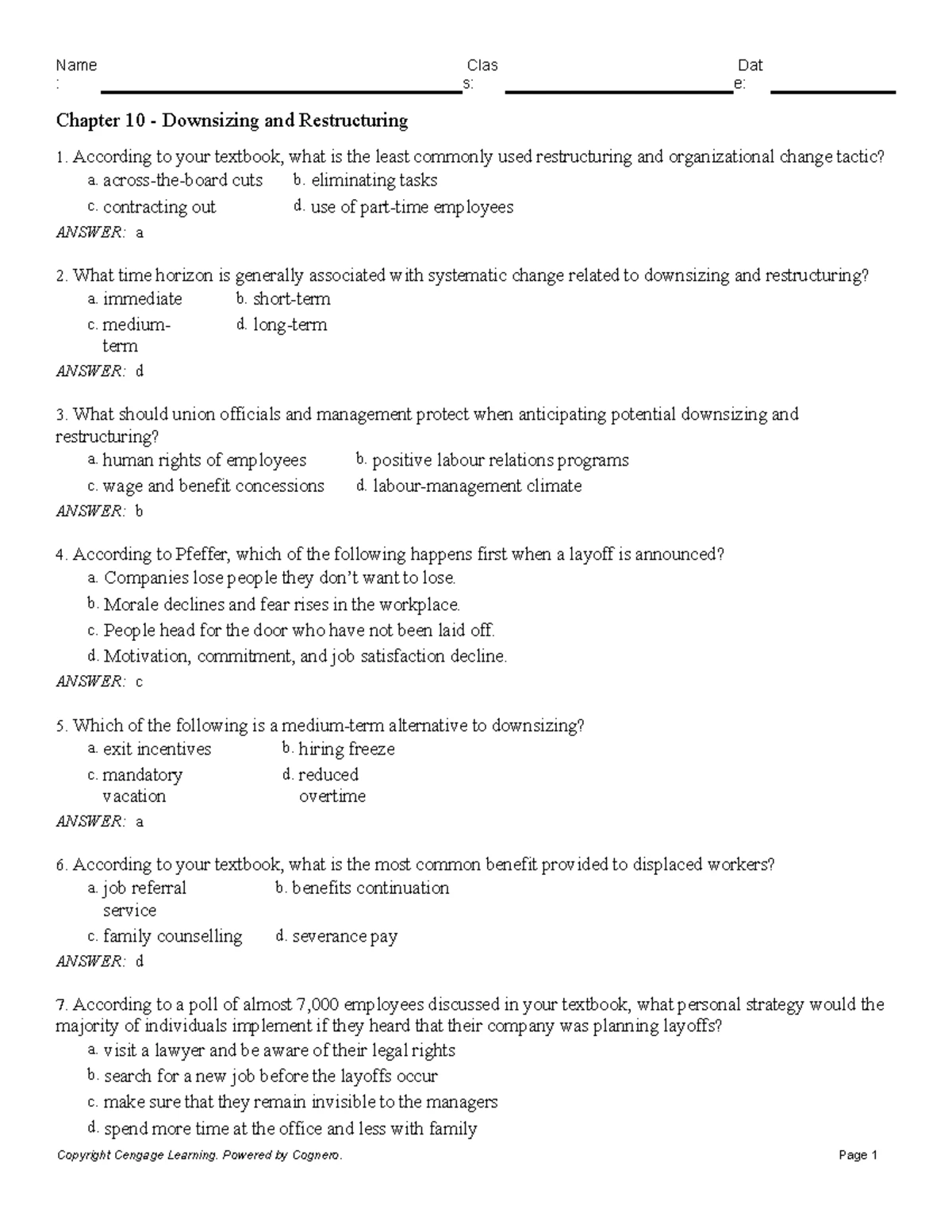 Chapter 10 Downsizing and Restructuring - : s: e: Chapter 10 - Downsizing and Restructuring 1 ...