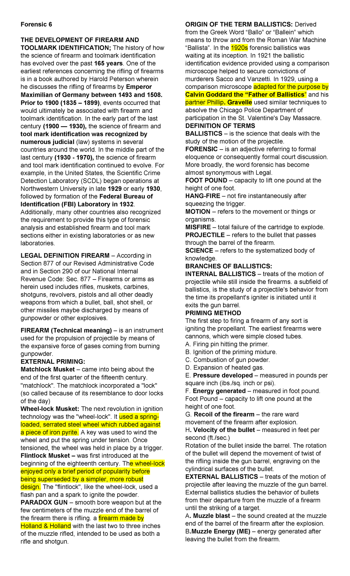 Forensic 6: Evolution of Firearm & Toolmark Identification - Studocu