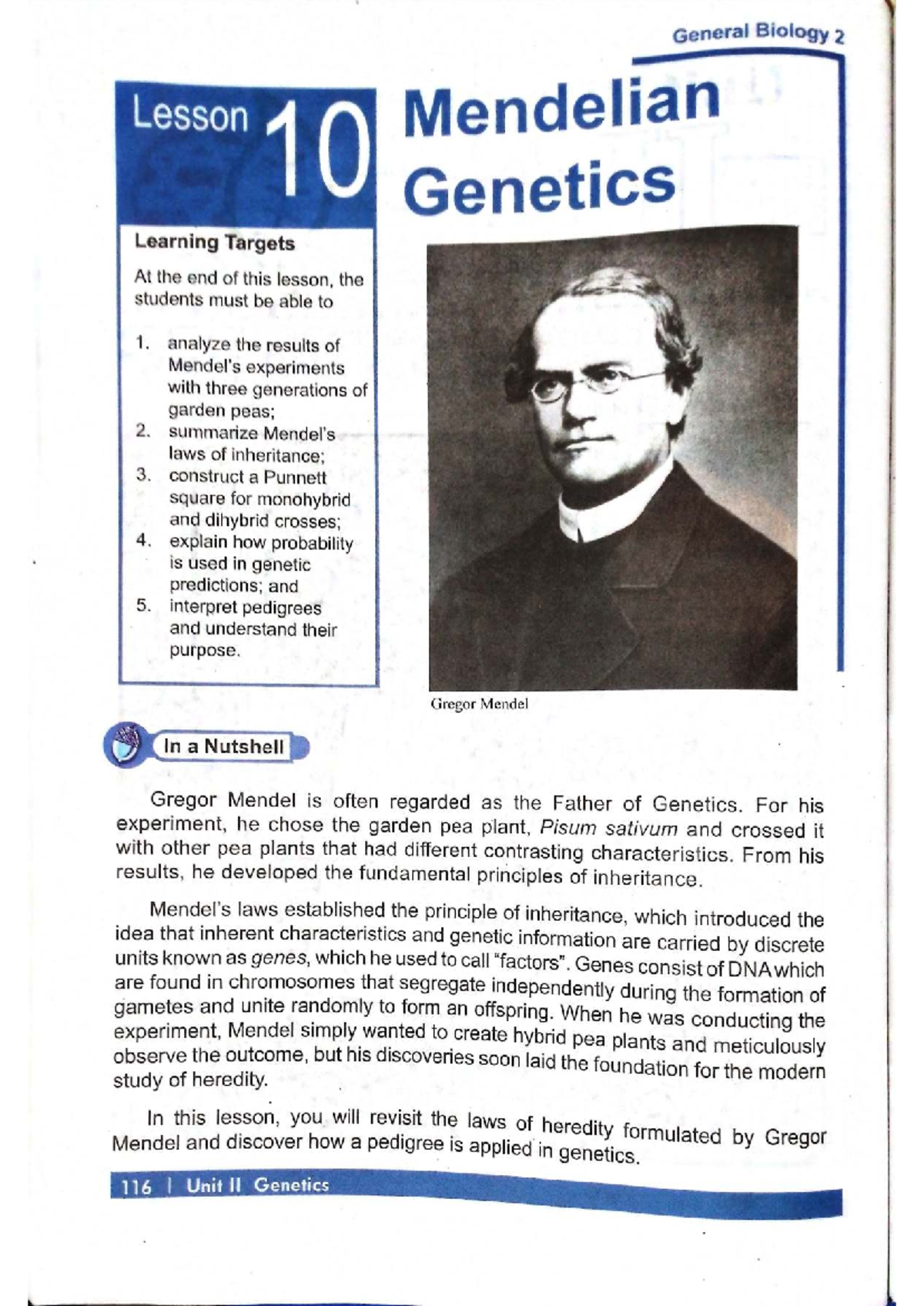 General Biology 2: Lesson on Mendelian Genetics and Inheritance ...