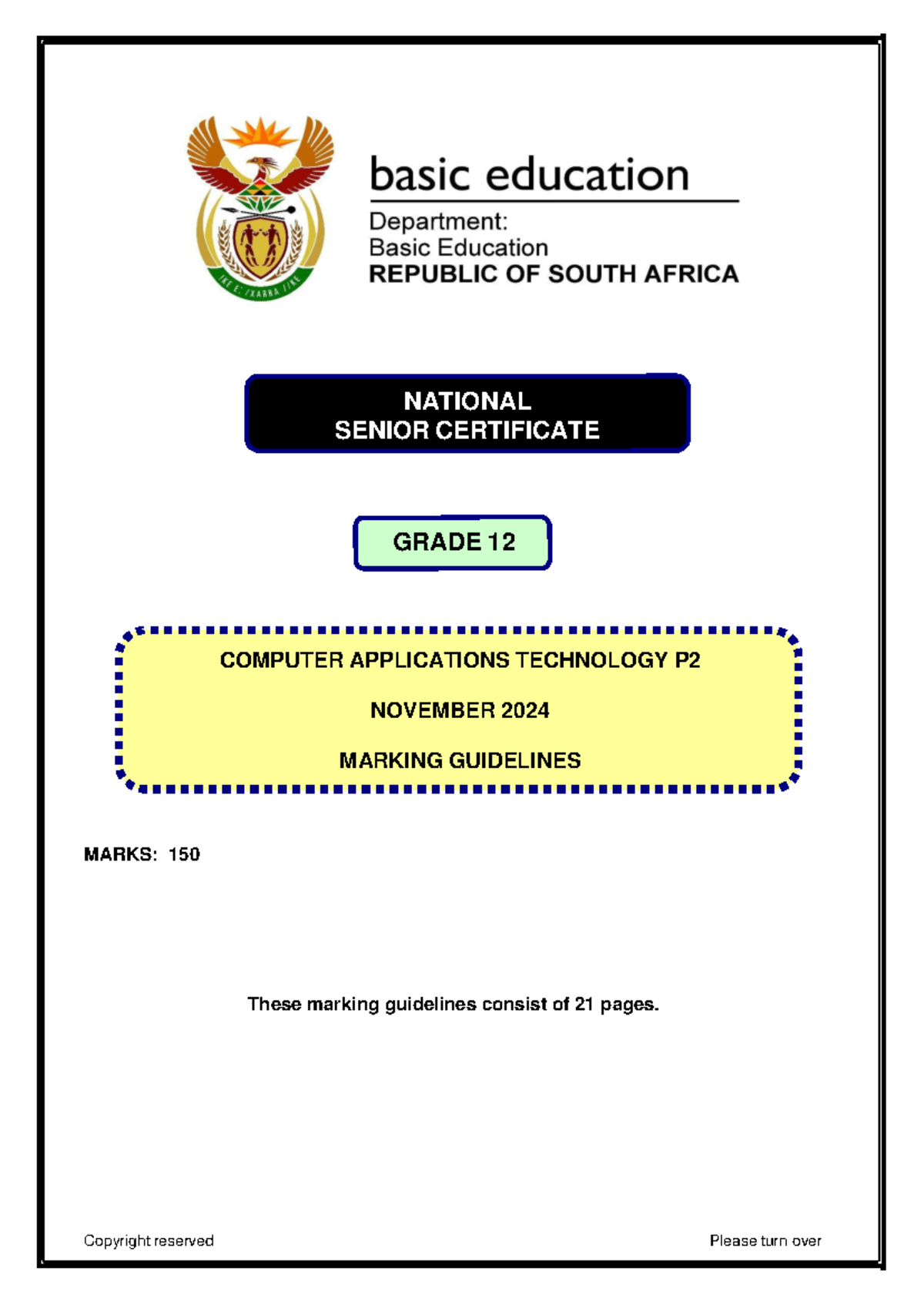 Computer Applications Technology P2 Nov 2024 Marking Guidelines - Studocu