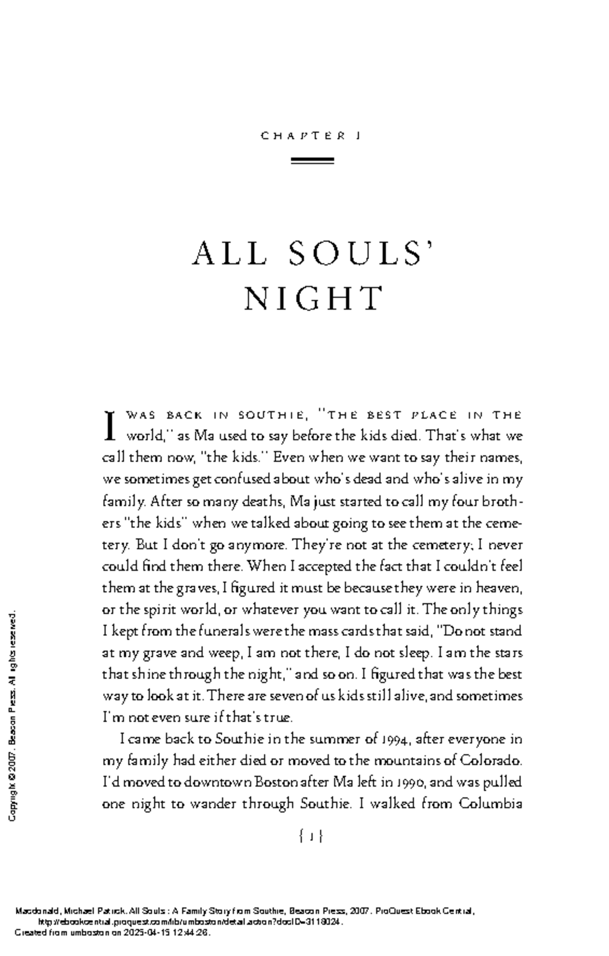 All Souls' Night: Reflections on Life and Loss in Southie - { 1 } c h a ...