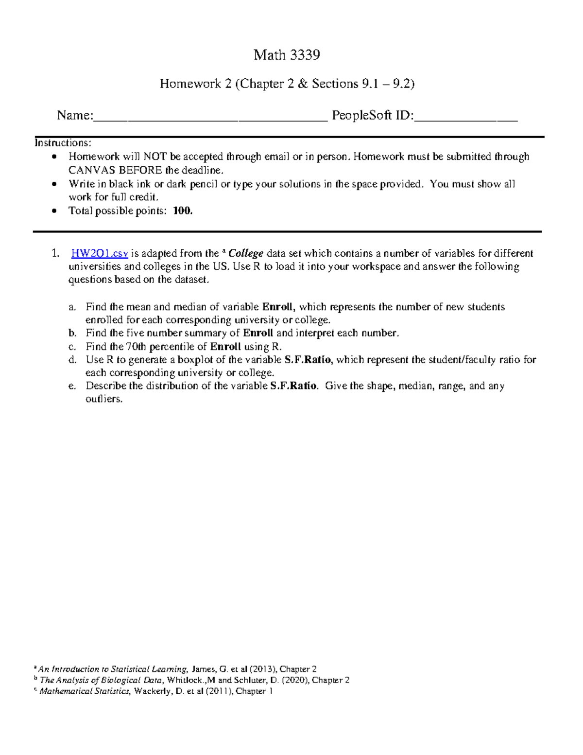 Math Homework 2 (MATH 2025) - Chapter 2 Analysis & Instructions - Studocu