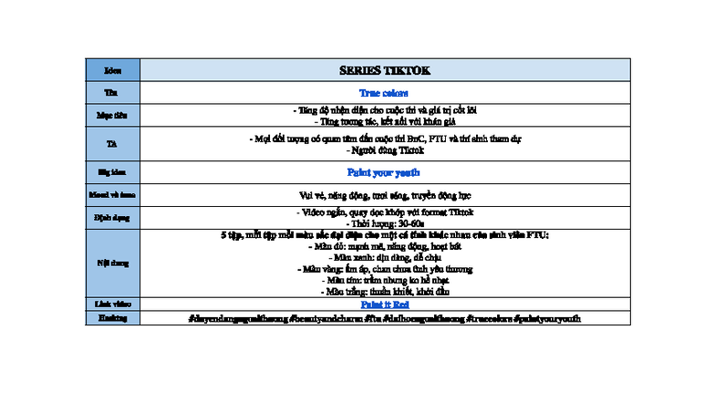 Series Tiktok DỌC: True Colors for BnC & FTU Contest - Studeersnel