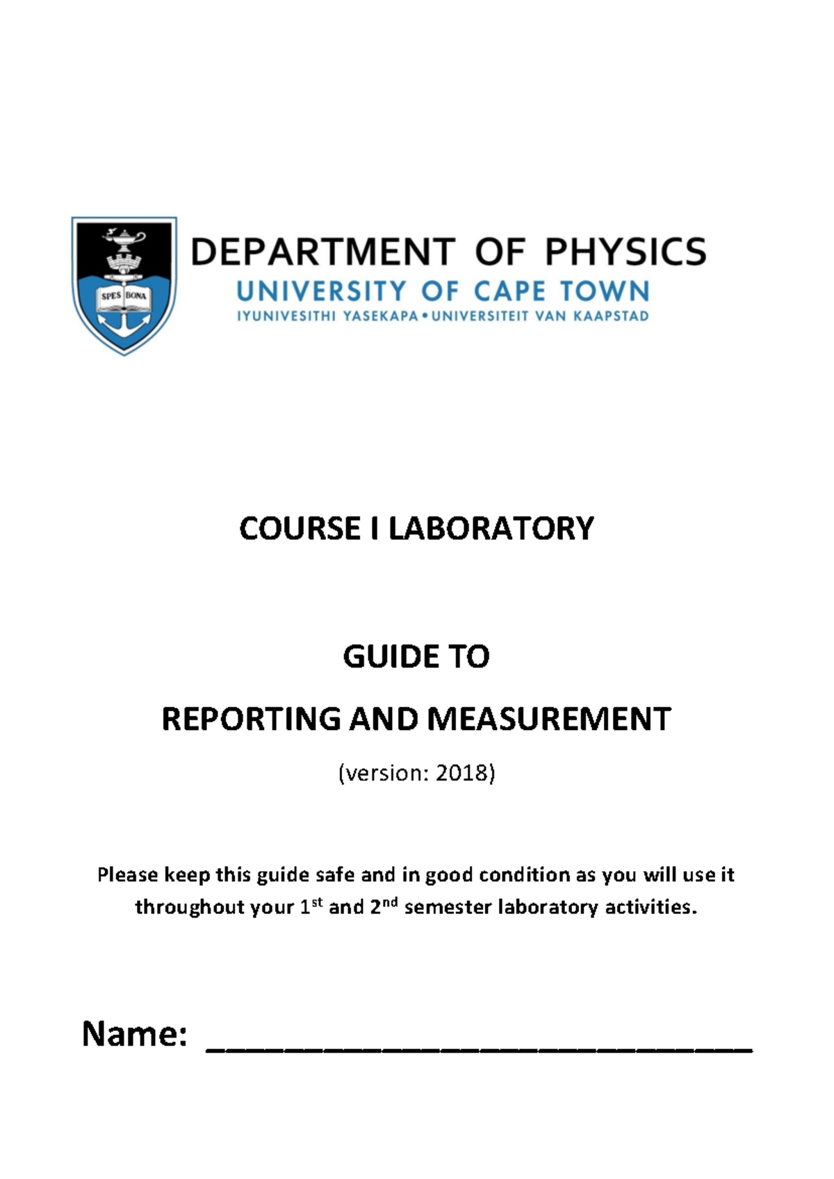 Laboratory Guide for Reporting & Measurement - COURSE I LAB - Studocu