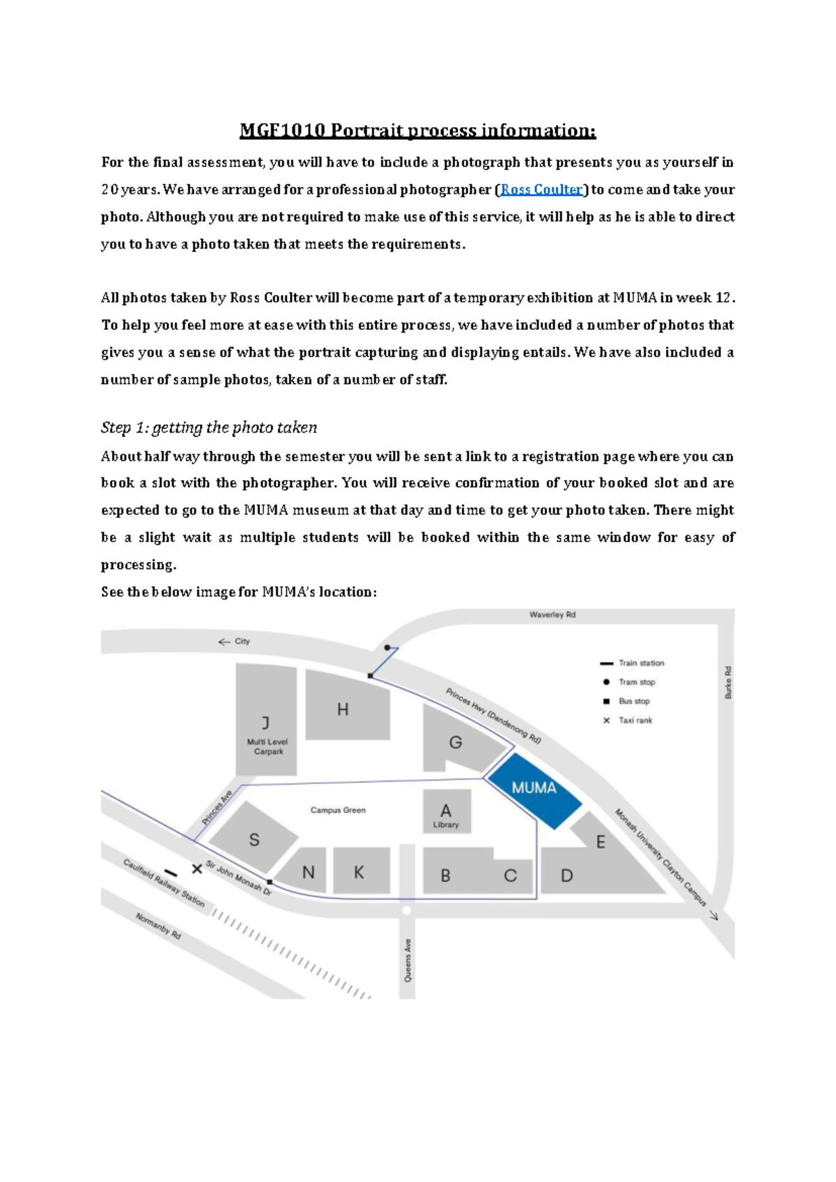 MGF1010 Portrait Project: Final Assessment Guidelines and Exhibition ...