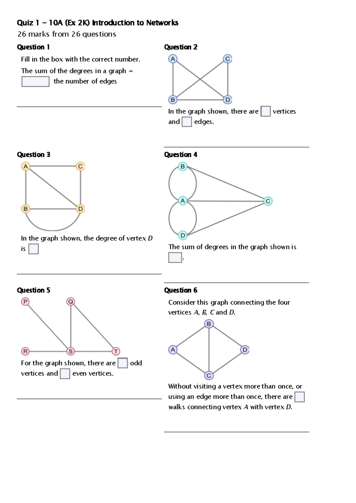 Quiz 1 (Ex 2K) - Introduction to Networks Questions and Answers - Studocu