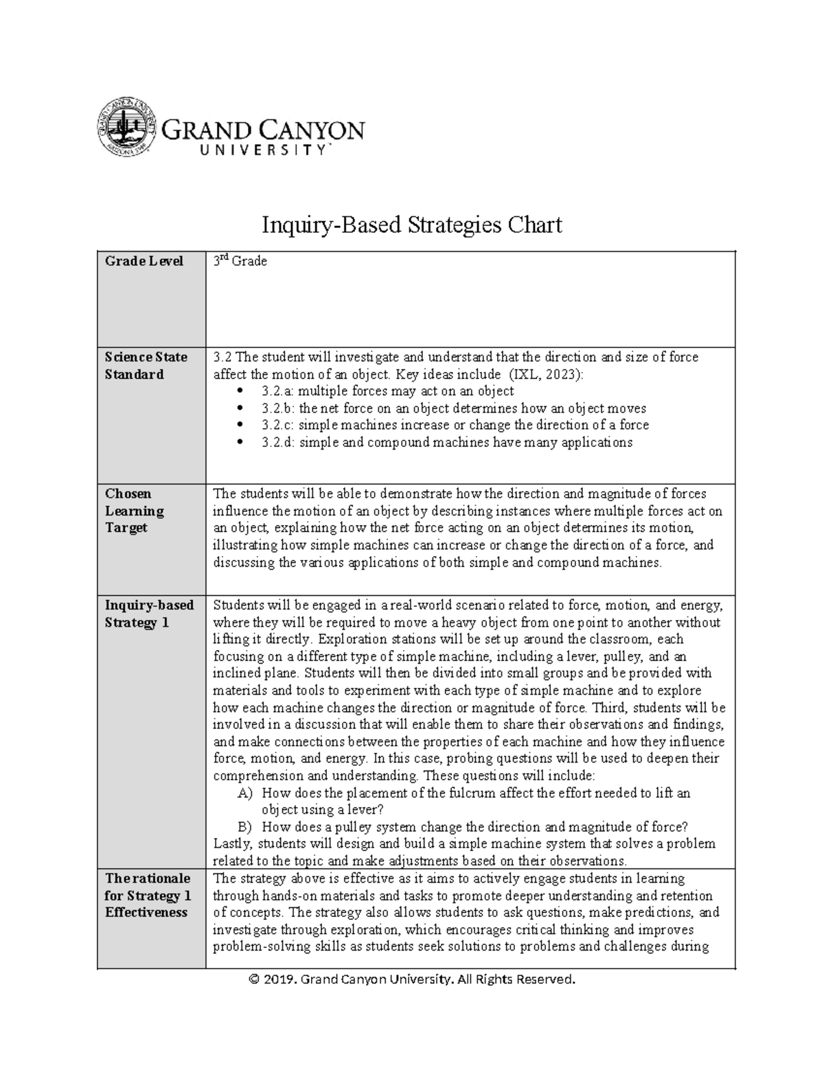 Inquiry-Based Strategies Chart for 3rd & 4th Grade Science & Health ...