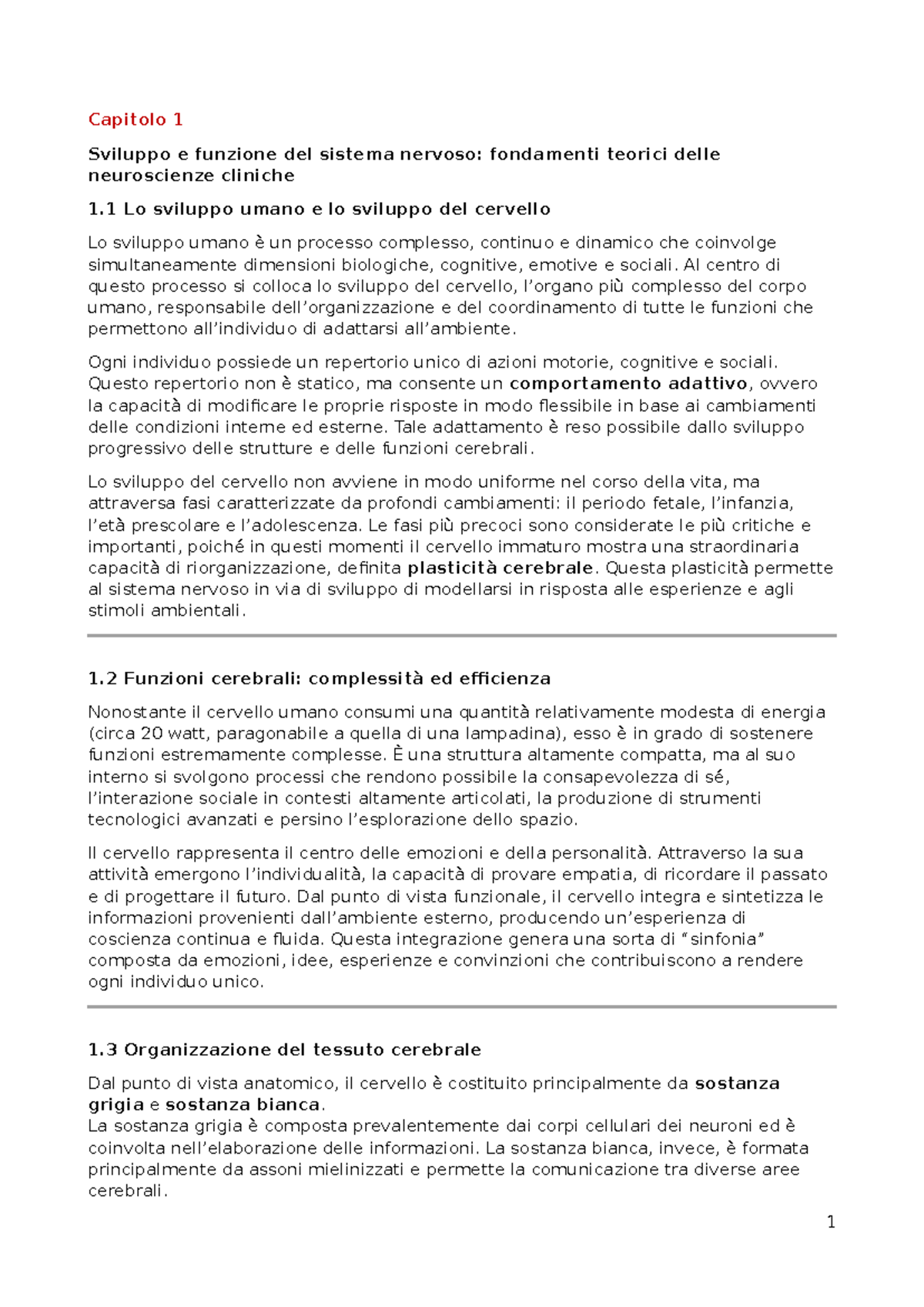 Capitolo 1: Sviluppo e Funzione del Sistema Nervoso - Fondamenti delle ...