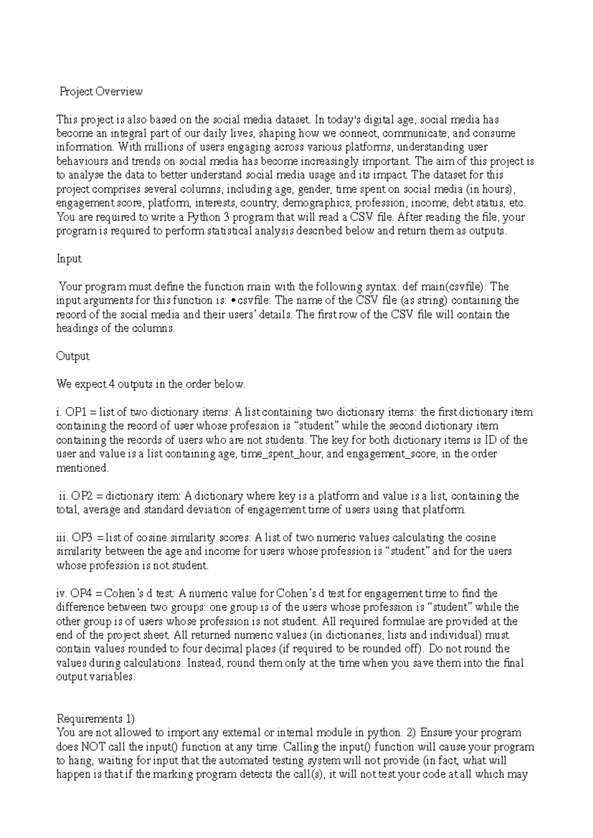 Social Media Analysis Project Overview (CS101) - Studocu