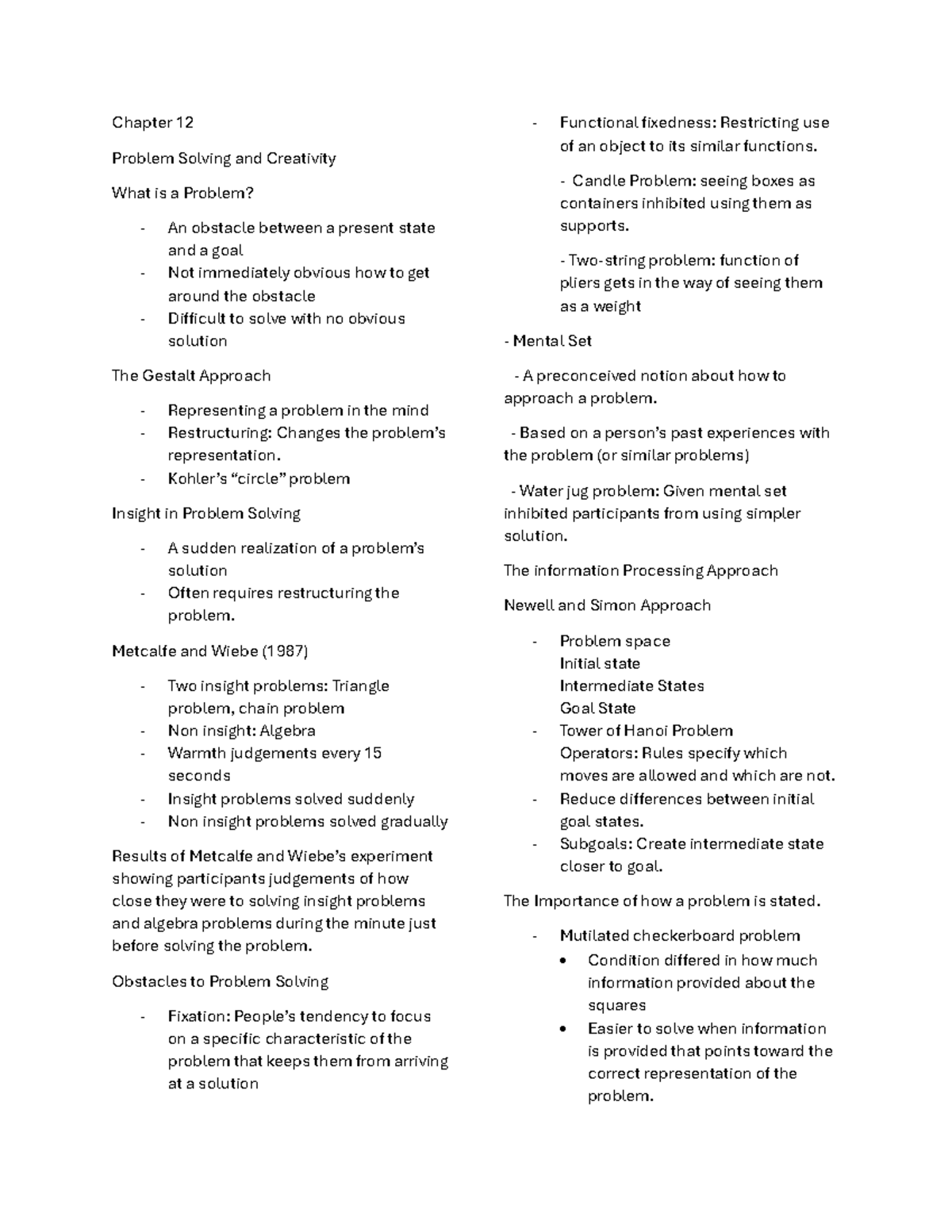 Cognitive Psychology PSY 320: Problem Solving & Decision Making Insights - Studocu