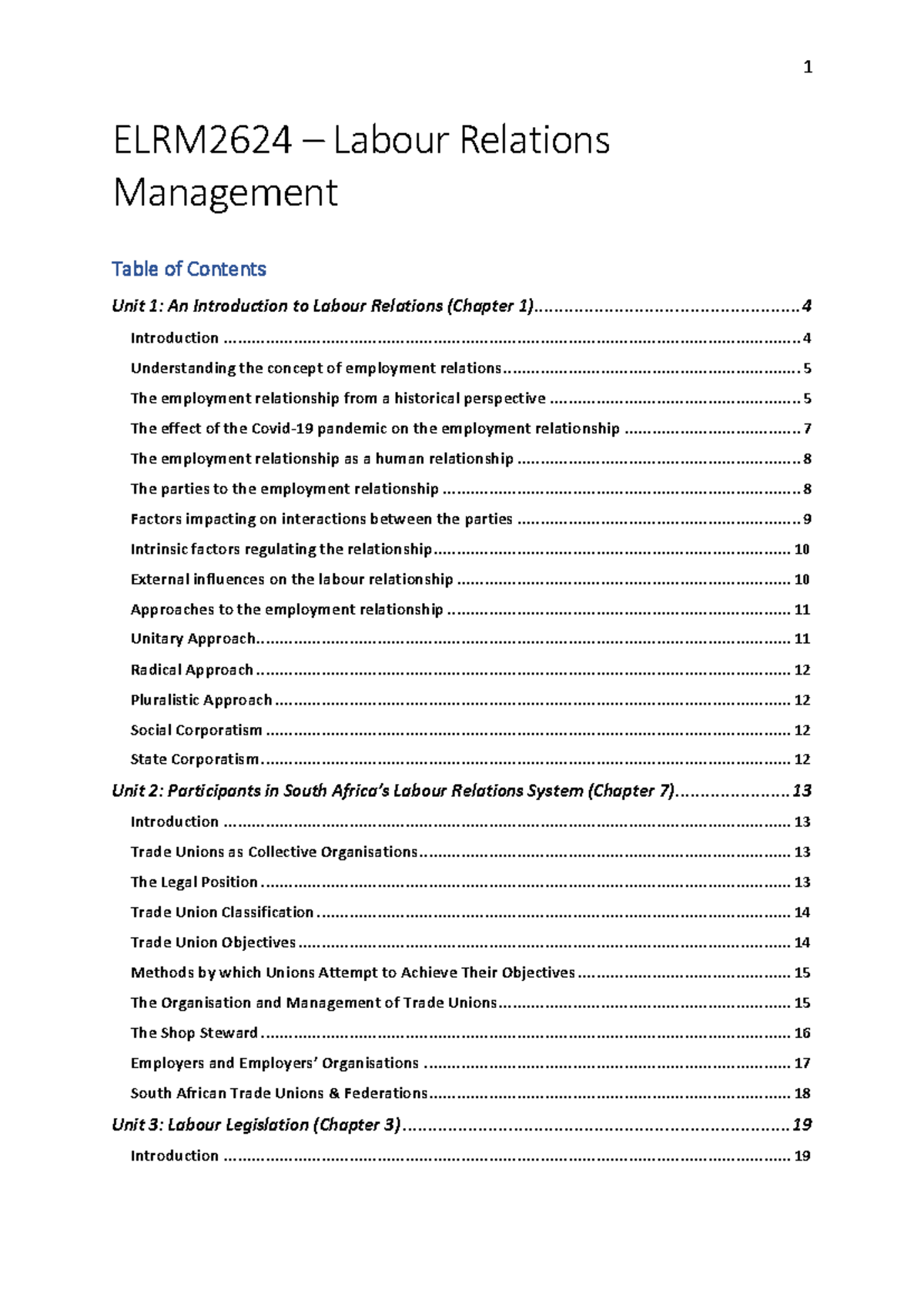 ELRM2624 Labour Relations Overview: Key Concepts & Participants - Studocu
