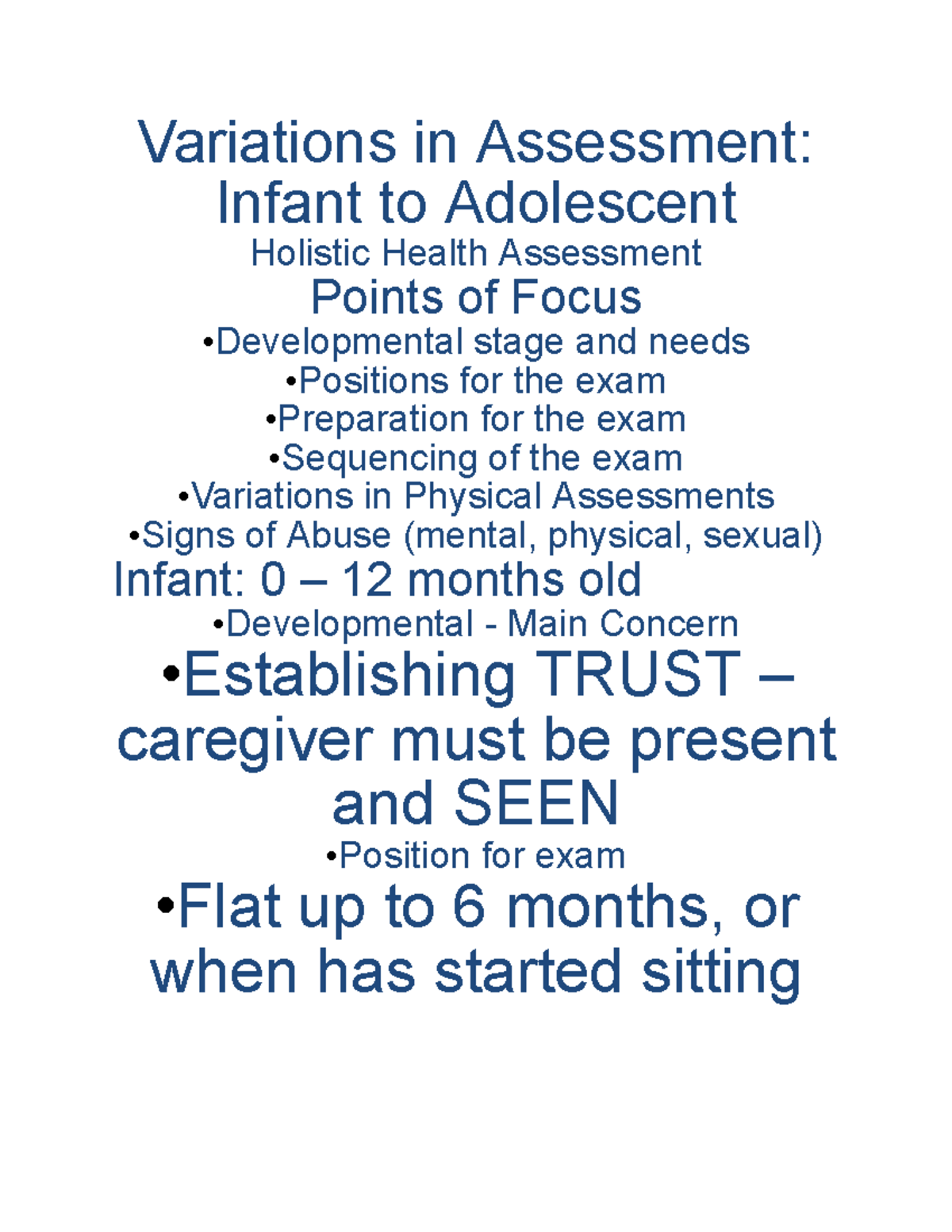 Variations in Assessment: Holistic Health Exam (PHAS 101) - Studocu