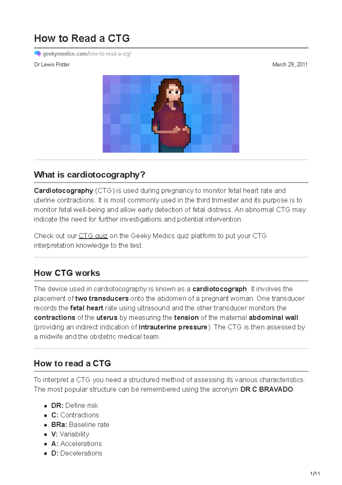 CTG Interpretation Notes for Obstetrics (OBG 101) - Studocu