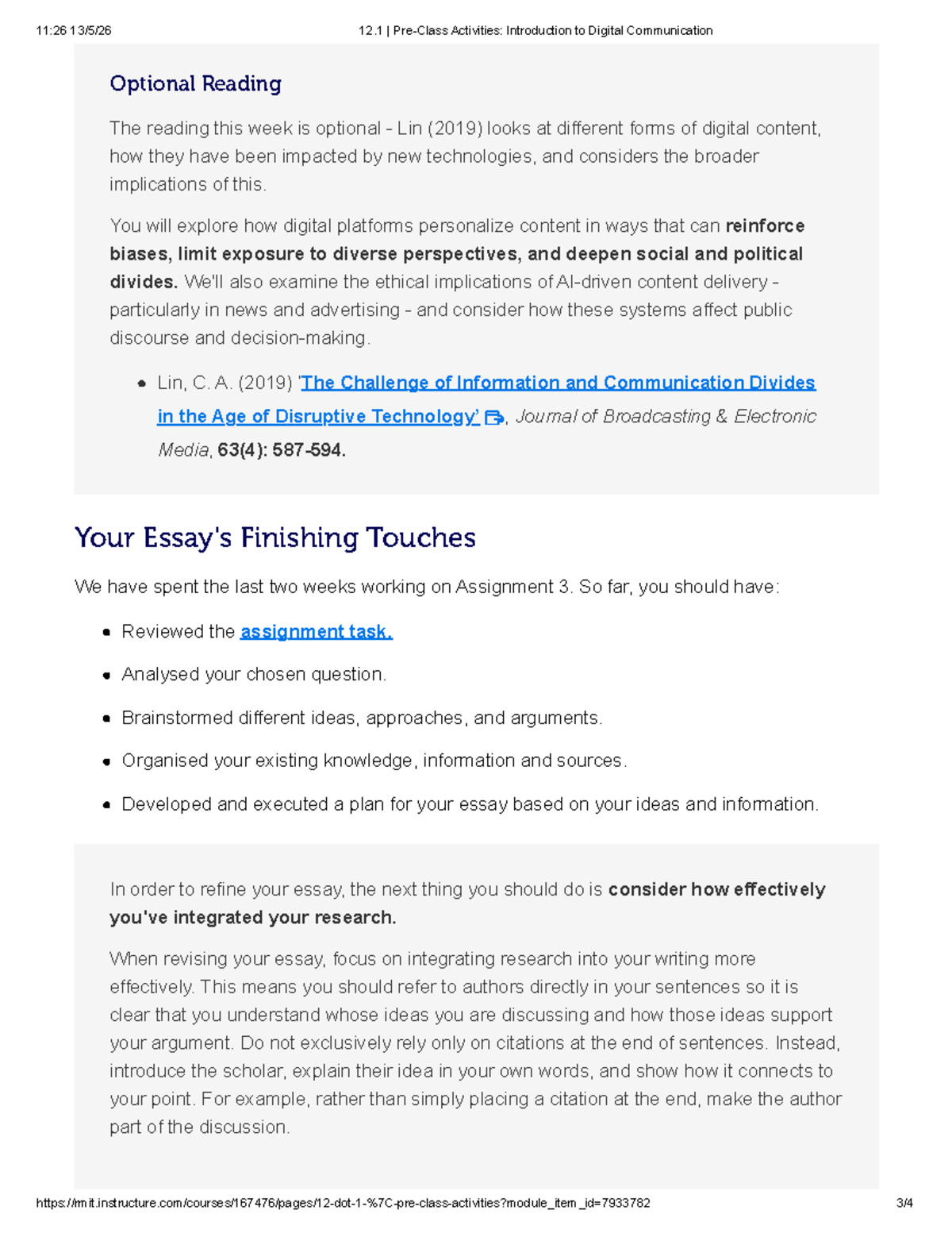 12:1 Activities: Digital Communication Insights and Essay Tips - Studocu