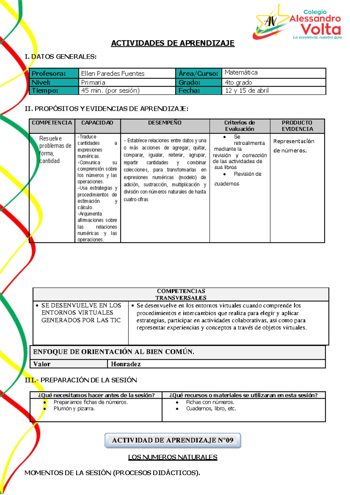 ciencia y tecnologia - ACTIVIDADES DE APRENDIZAJE I. DATOS GENERALES ...