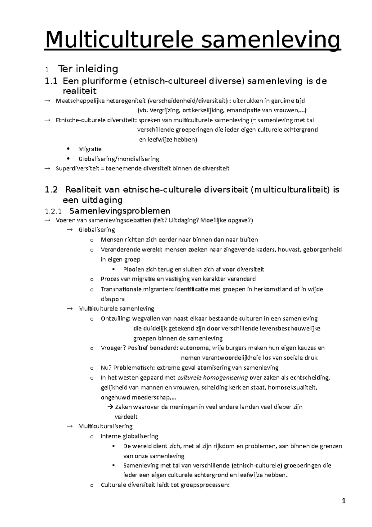 Multiculturele samenleving - Vergrijzing, ontkerkelijking, emancipatie ...