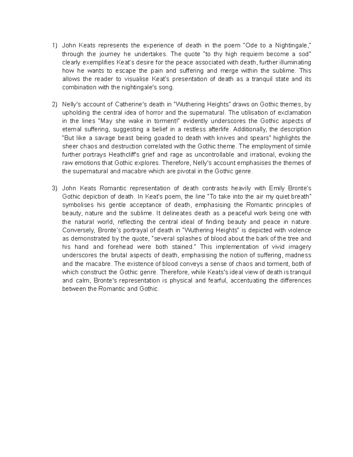 Contrasting Death: Romantic vs. Gothic in Poetry (ENGLISH HW L6667 ...