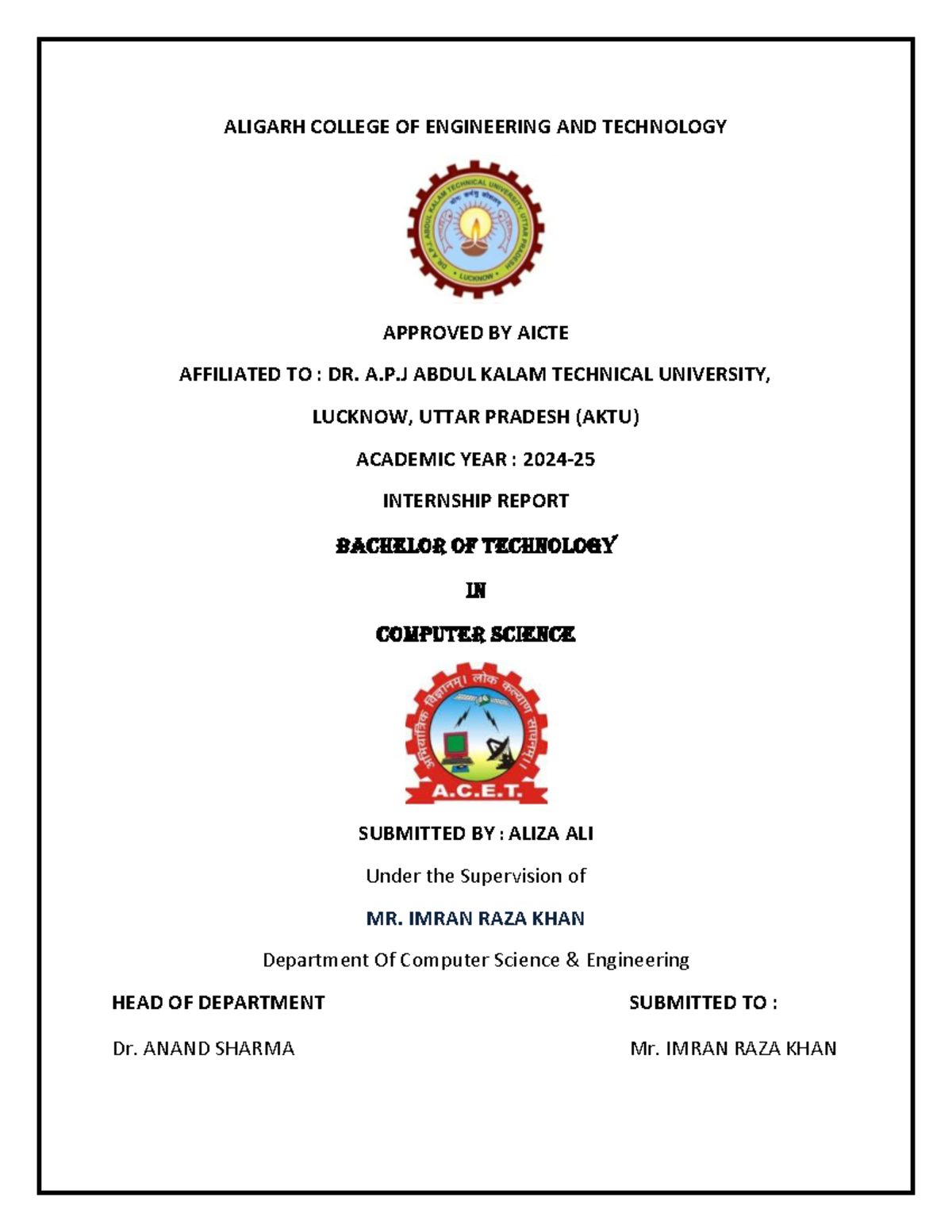 B.Tech Internship Report: Management Project (CSE) - Studocu