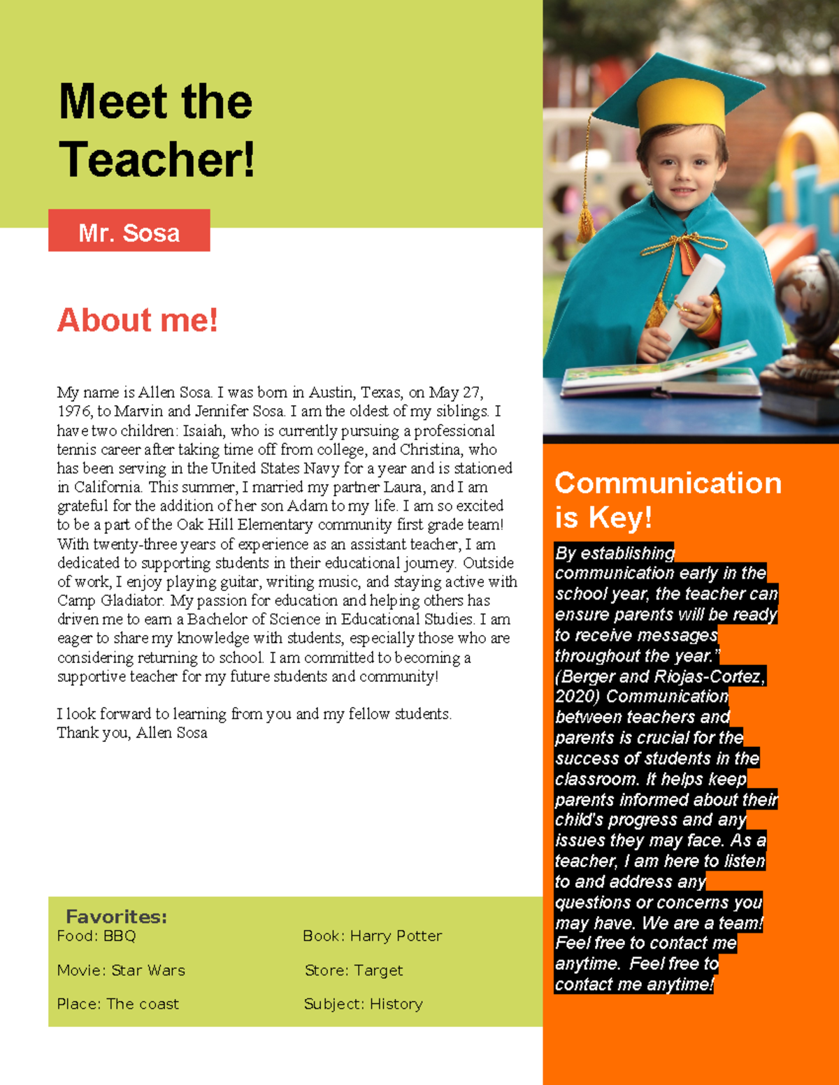 EDU-315 Meet Mr. Sosa: Communication & Classroom Expectations - Studocu