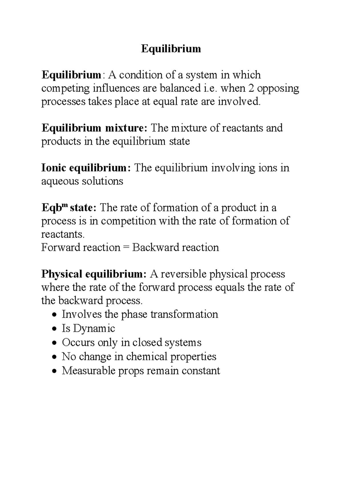 Equilibrium Concepts in Chemistry: A Comprehensive Overview (CHEM 101 ...