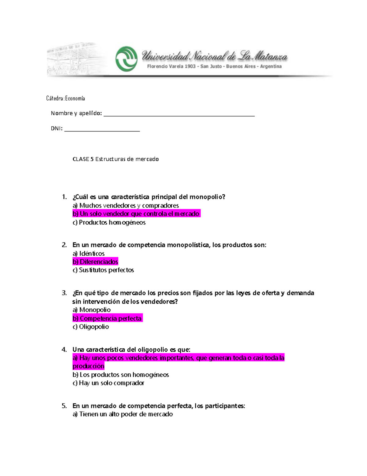 CLASE 5: Estructuras de Mercado - Monopolio y Competencia - Studocu