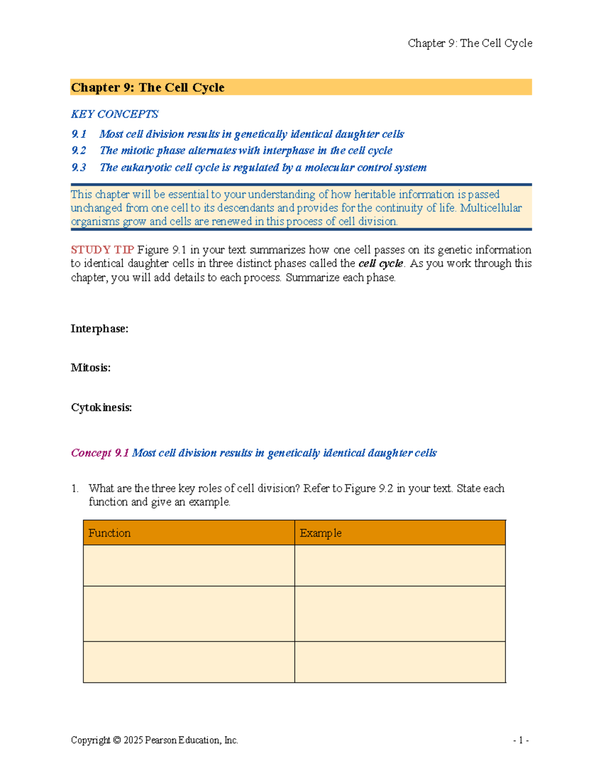 Chapter 9: The Cell Cycle - Key Concepts and Processes Explained - Studocu