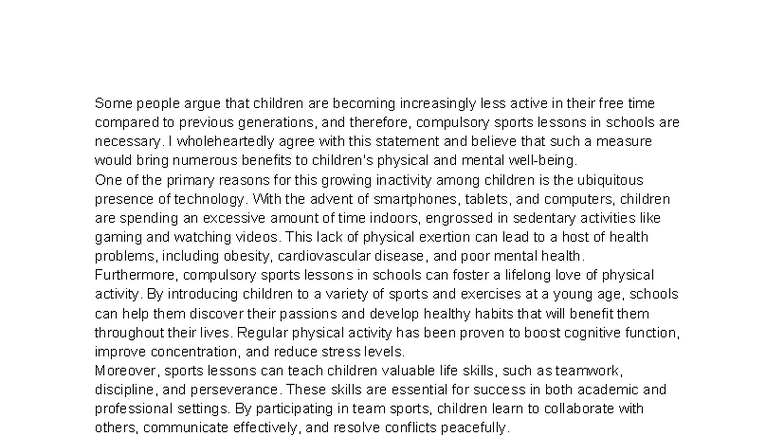 Compulsory Sports Lessons: A Necessity for Children's Health ...