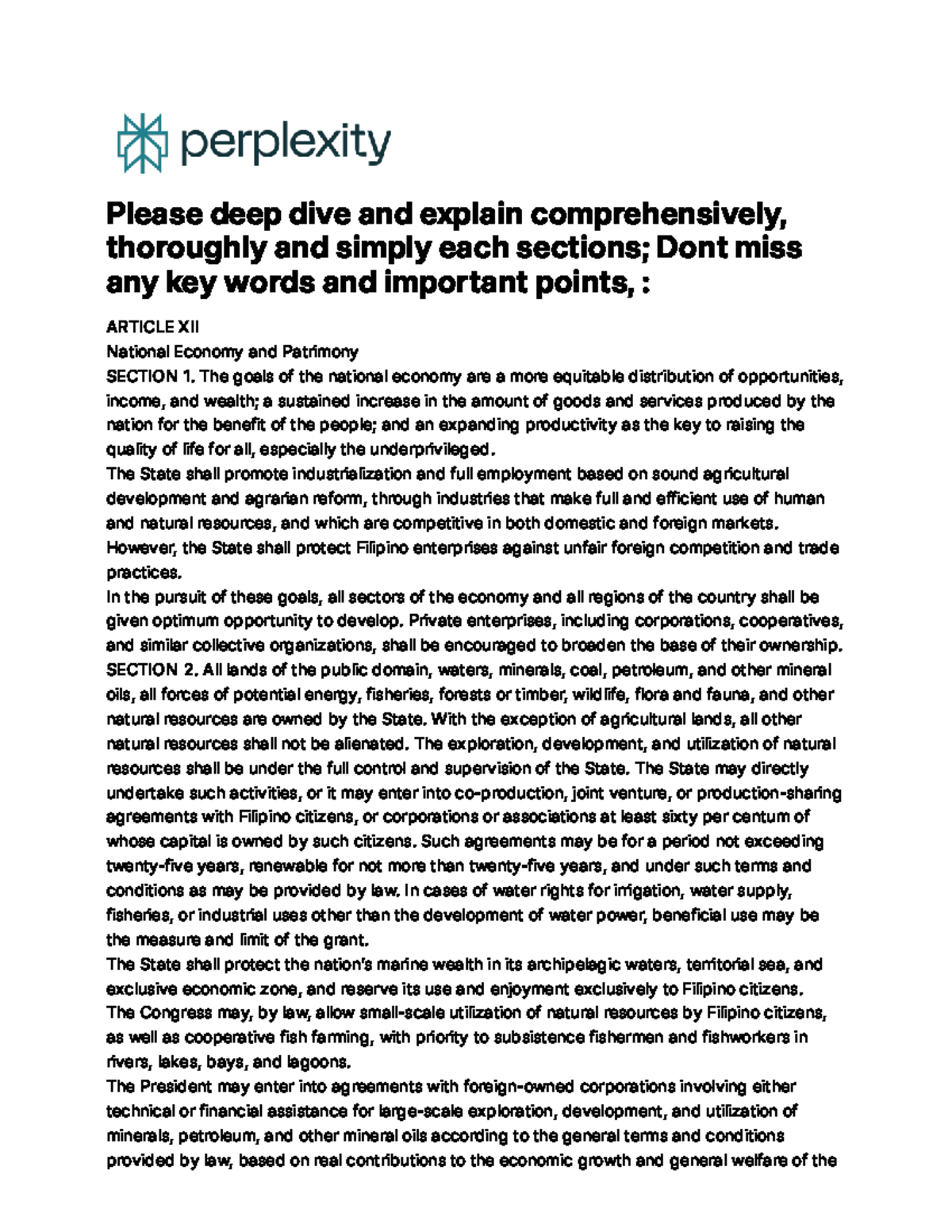 Art XII - National Economy and Patrimony: Comprehensive Notes - Studocu