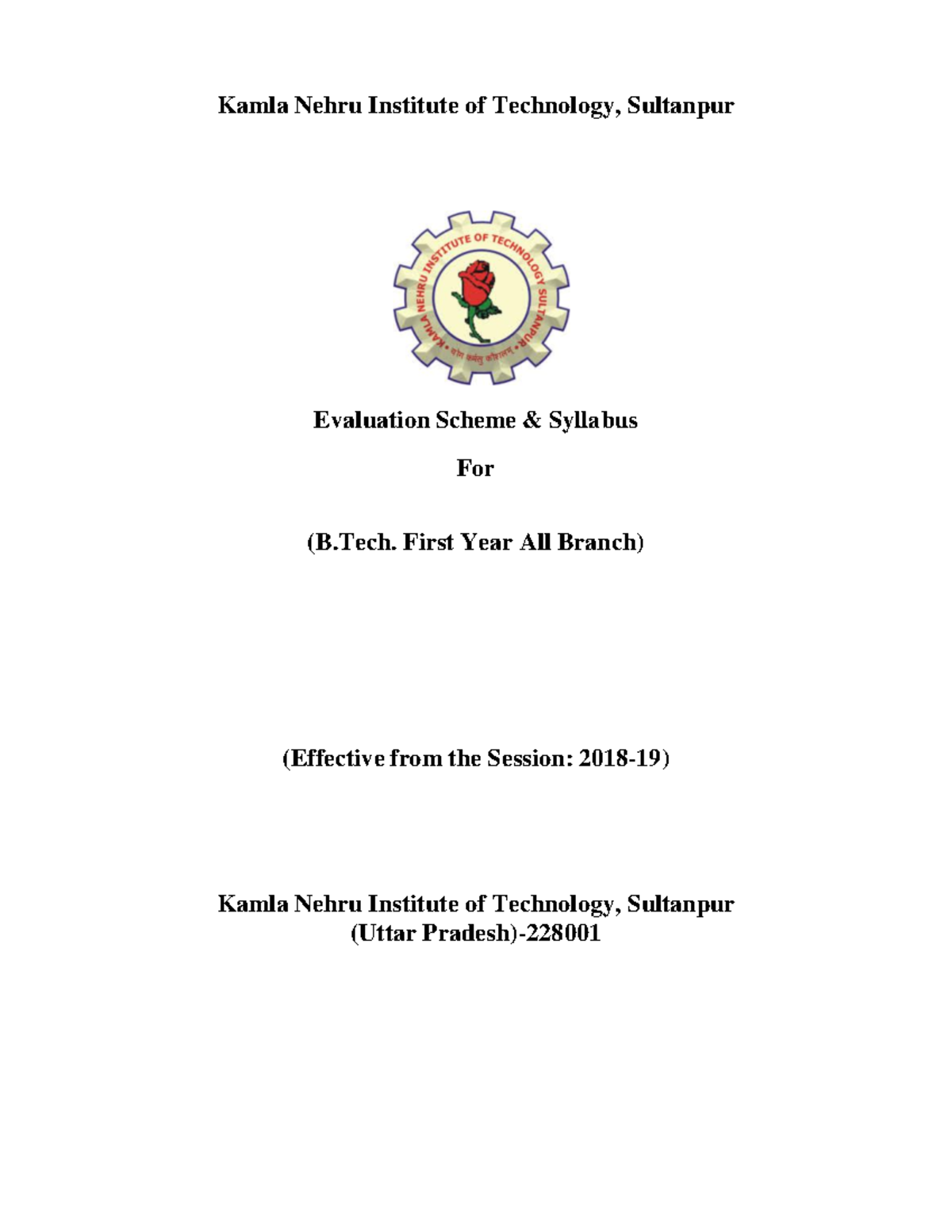 Revised B.Tech. 1st Year Syllabus (All Branches) - Kamla Nehru ...
