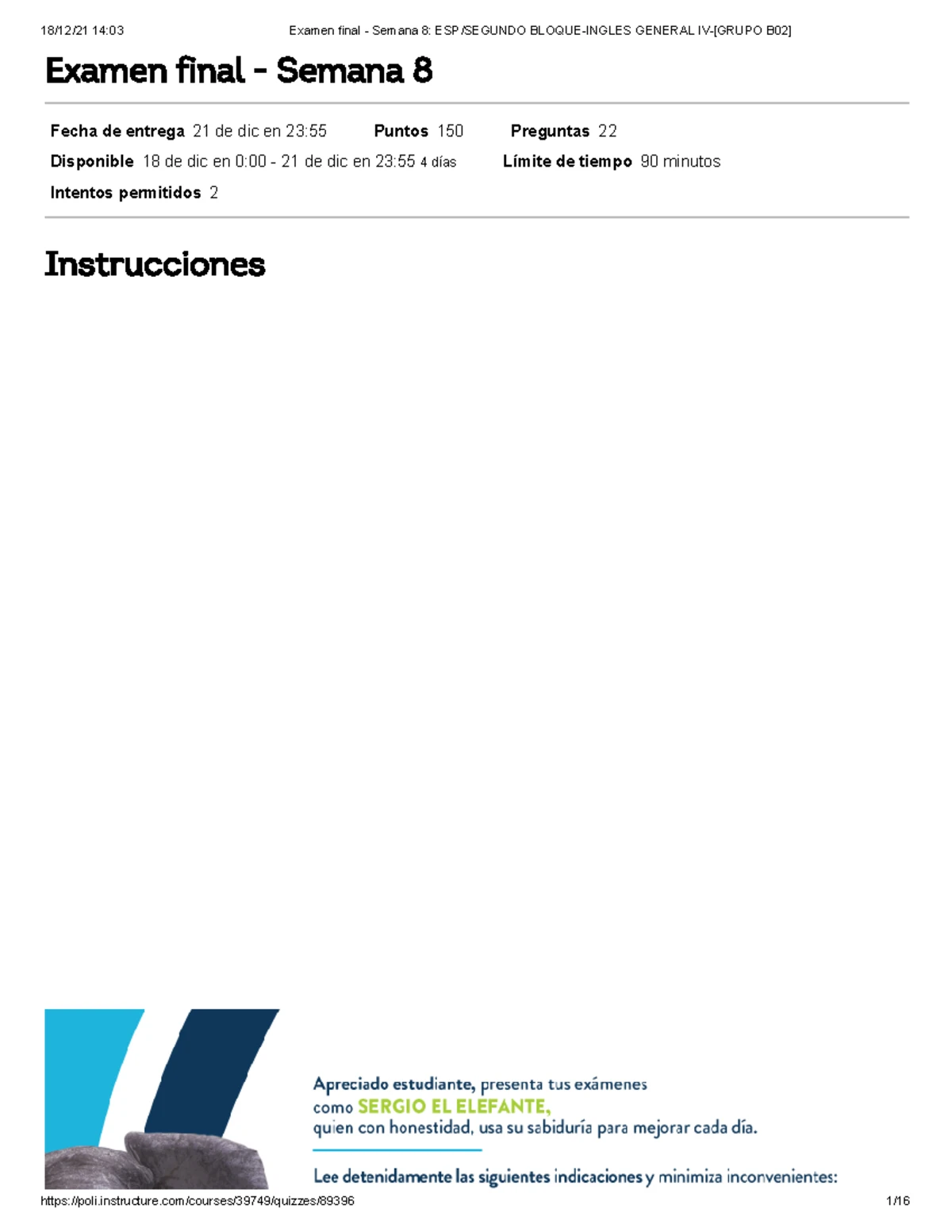 Examen final - Semana 8 ESP Segundo Bloque - Virtual- Ingles 2 - Examen final - Semana 8 ...