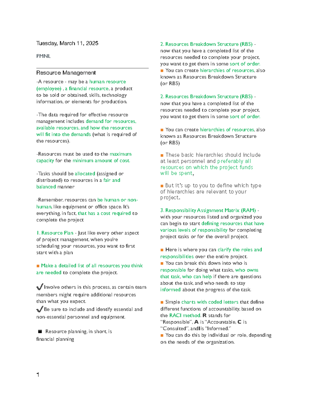 PMNL Resource Management: Midterm Study Guide and Key Concepts - Studocu