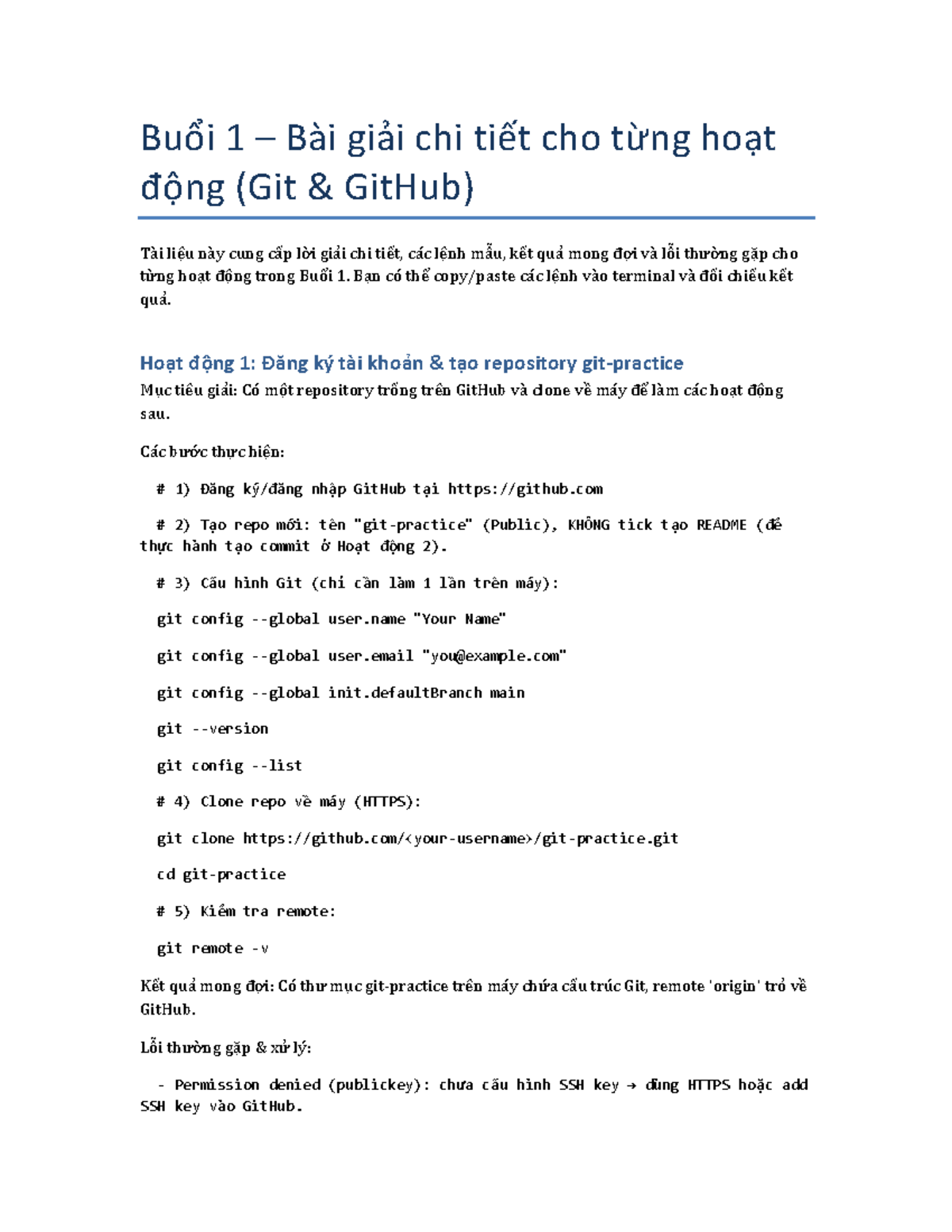 PMNM Thực Hành Buổi 1: Hướng Dẫn Chi Tiết Git & GitHub - Studocu