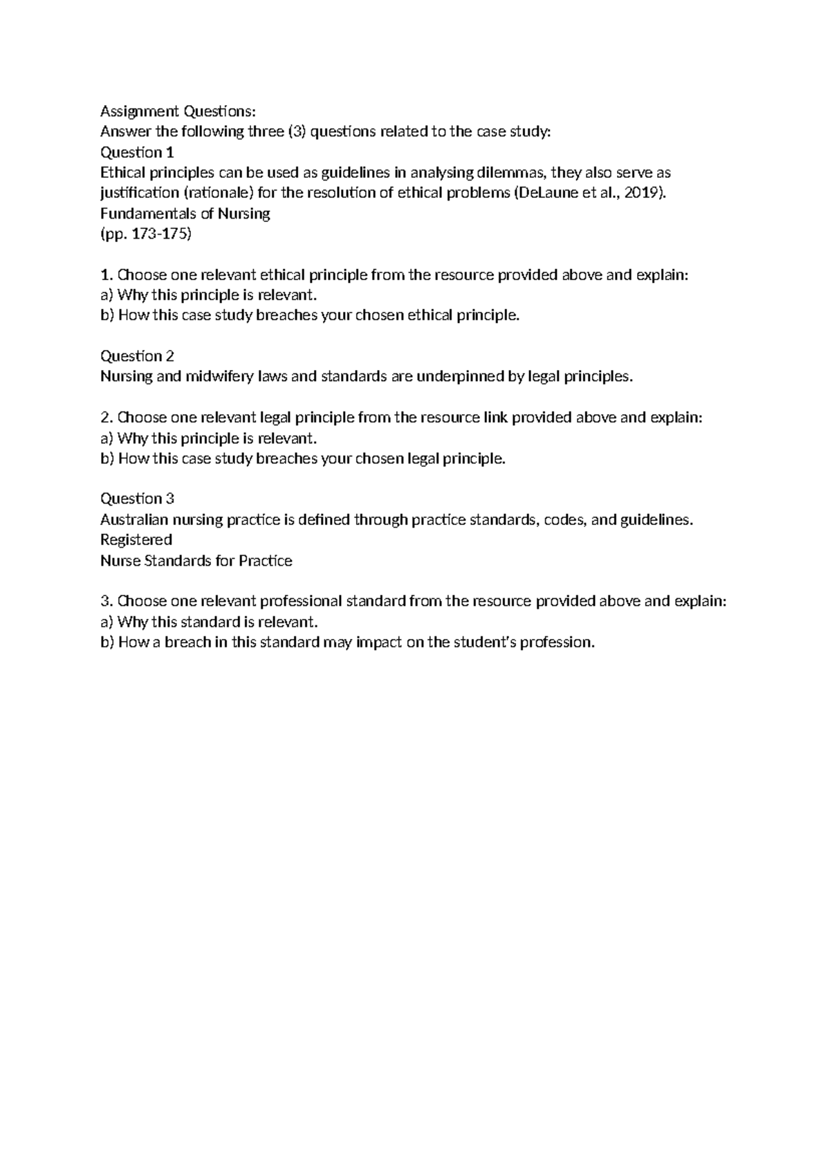 Nursing Ethics & Legal Principles Assignment - KKKKK - Studocu
