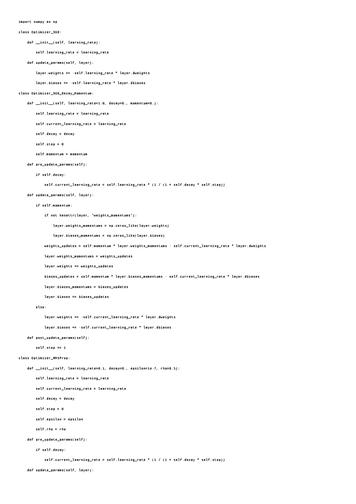Optimizer Class Implementations in Python: SGD, Momentum, RMSProp - Studocu