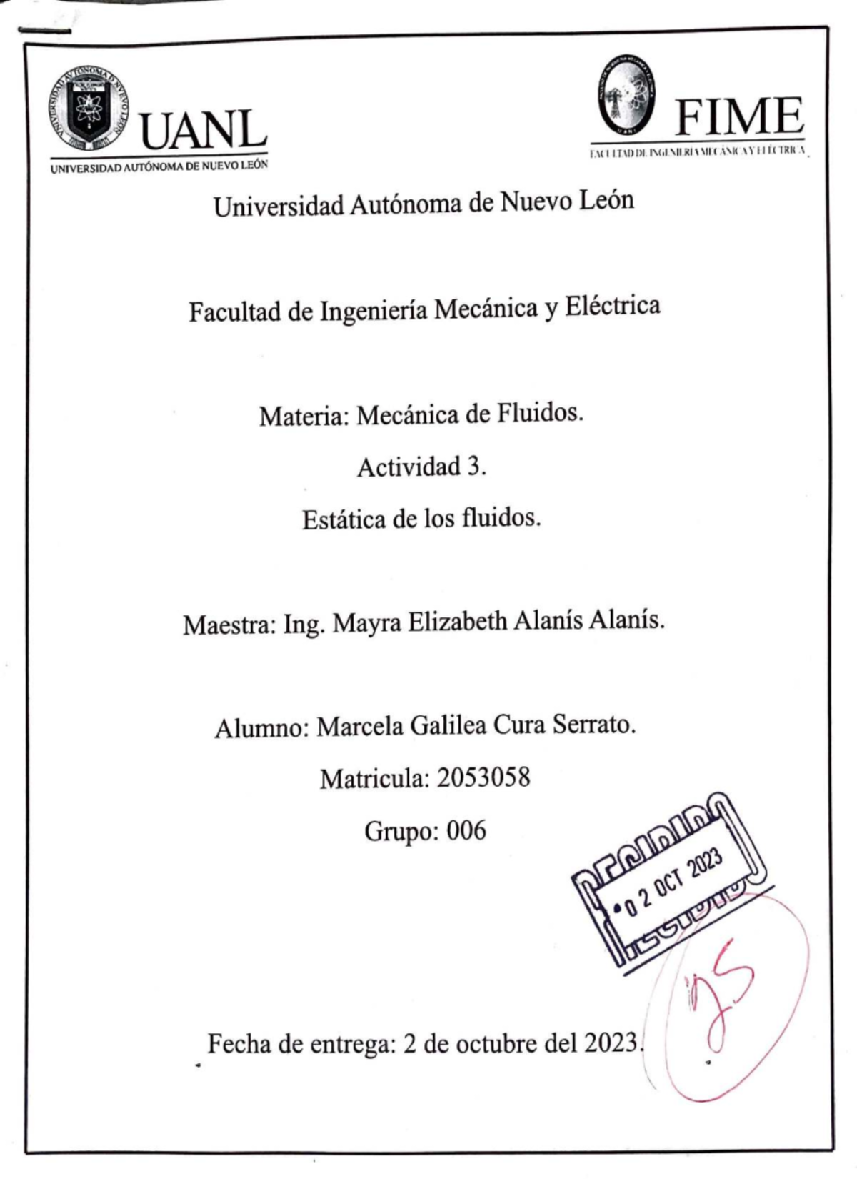 Act.3 Mecanica De fluidos - FIME UANL t'.\I ·1 l l\l) IJI. 1\1,1.\11 ...