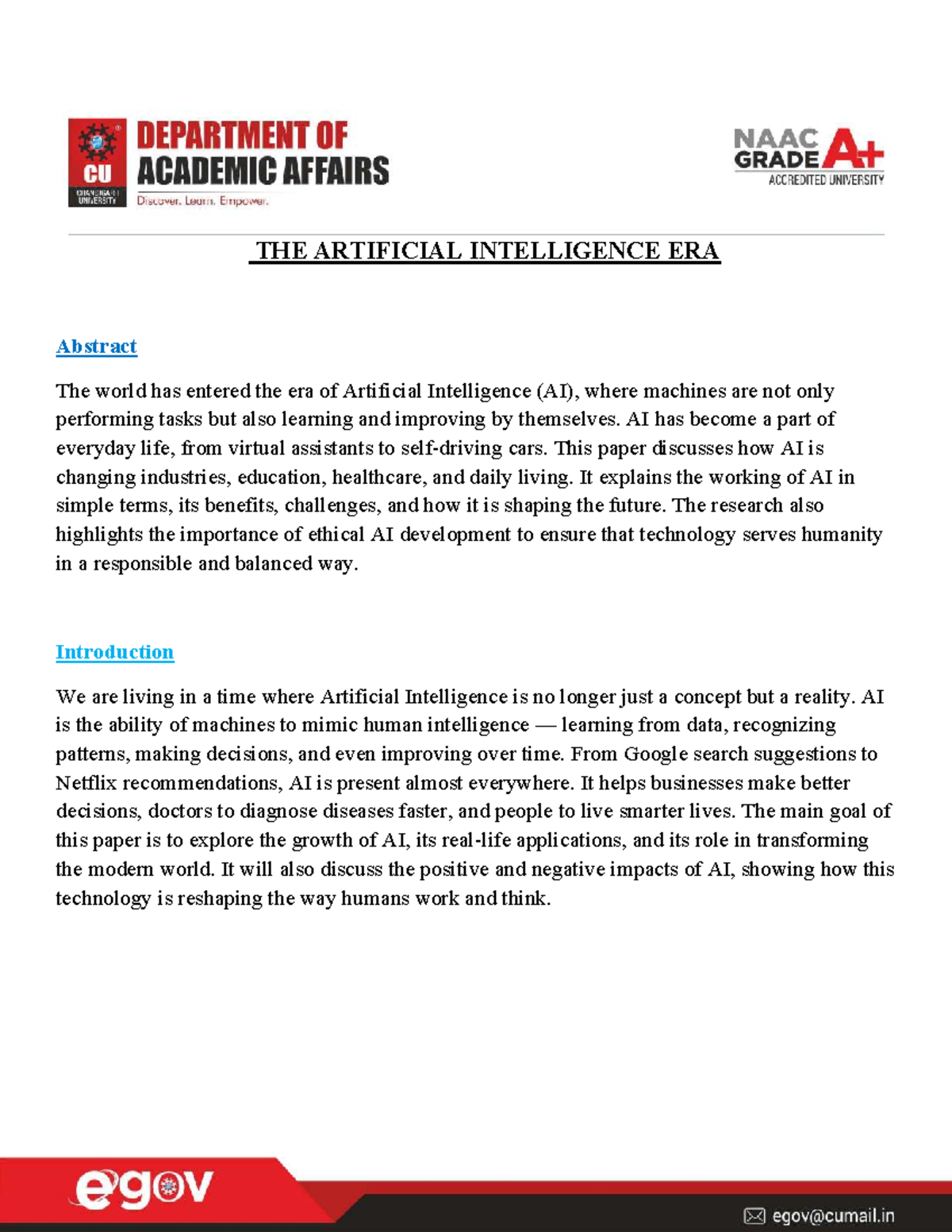 AI Research Paper: The Transformative Impact of AI on Society - Studocu