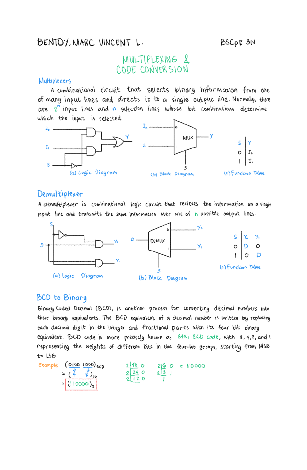 Multiplexers and Code Conversion - Engineering - Studocu
