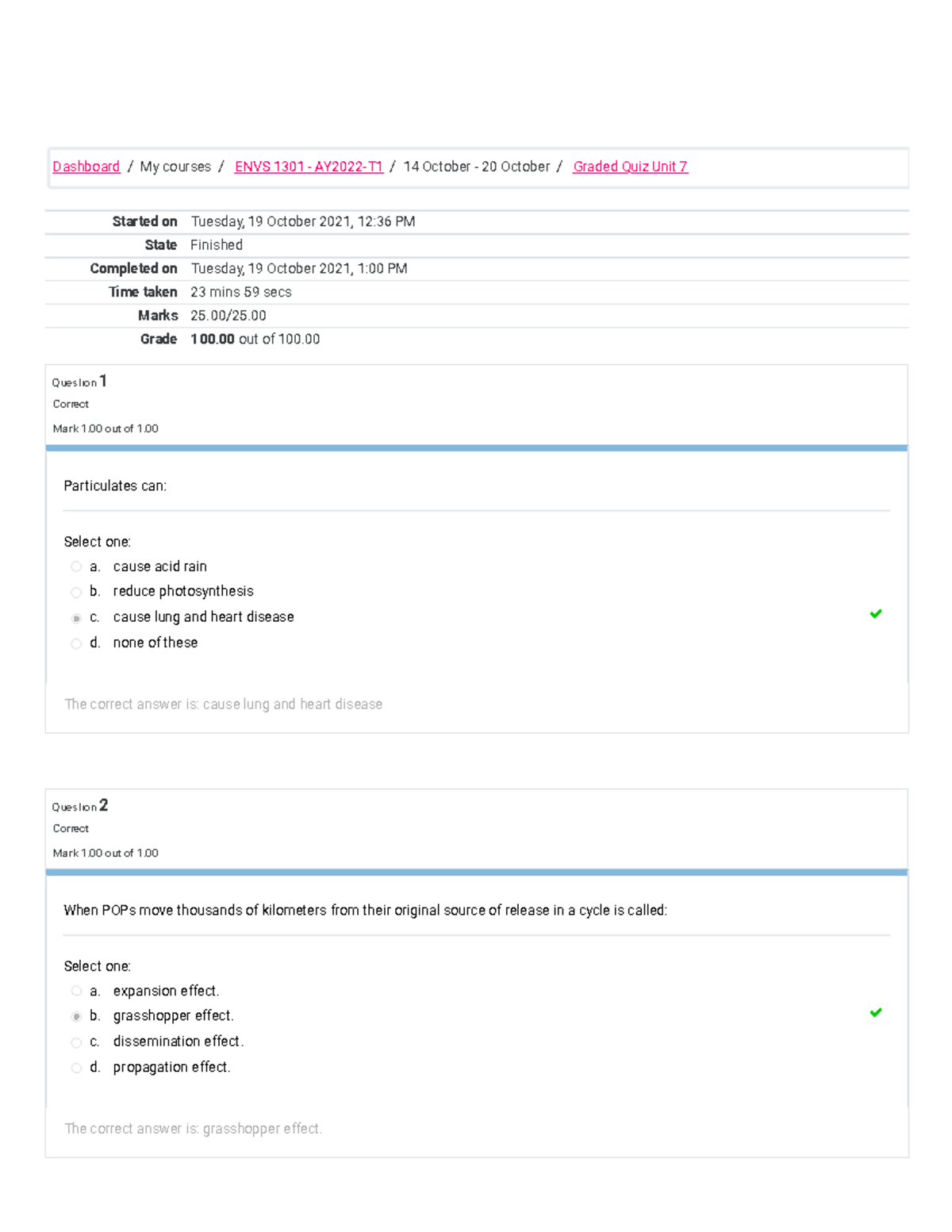 Graded Quiz Unit 7 Attempt review - Started on Tuesday, 19 October 2021 ...