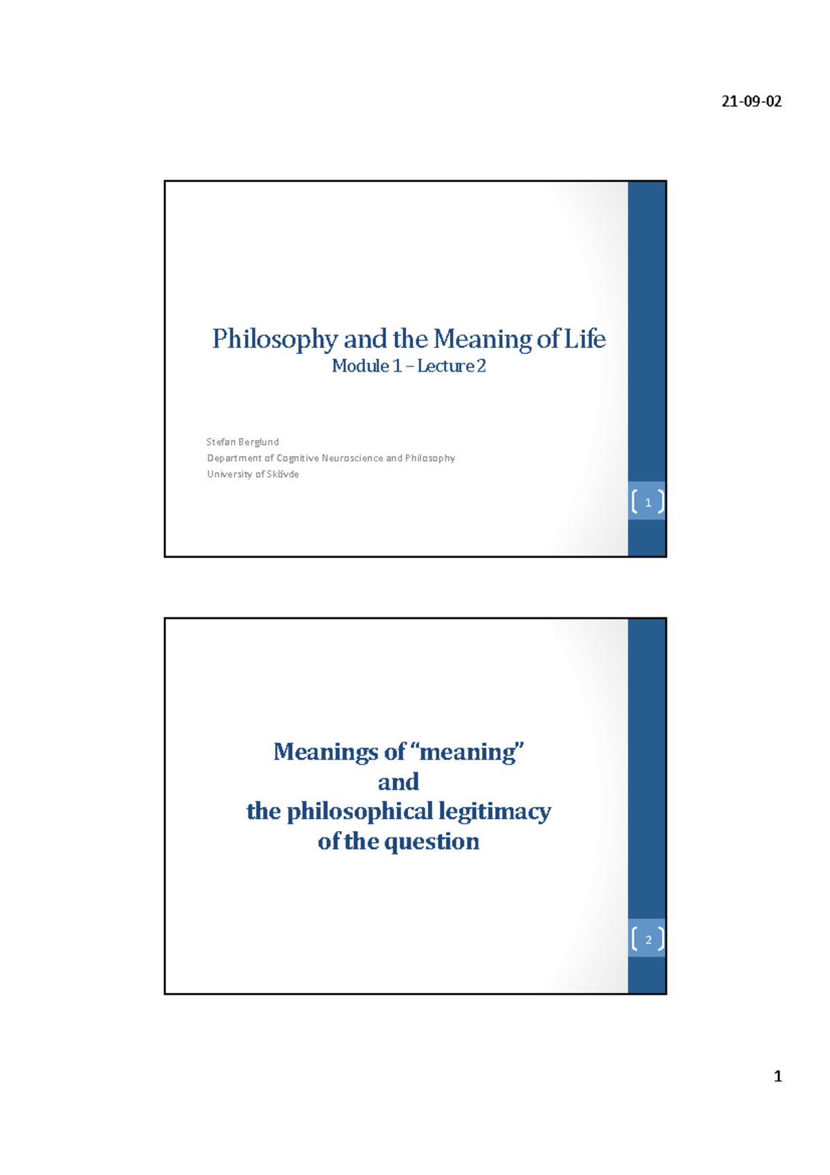 FLIM Module 1 Lecture 2: Exploring the Meaning of Life - Studocu