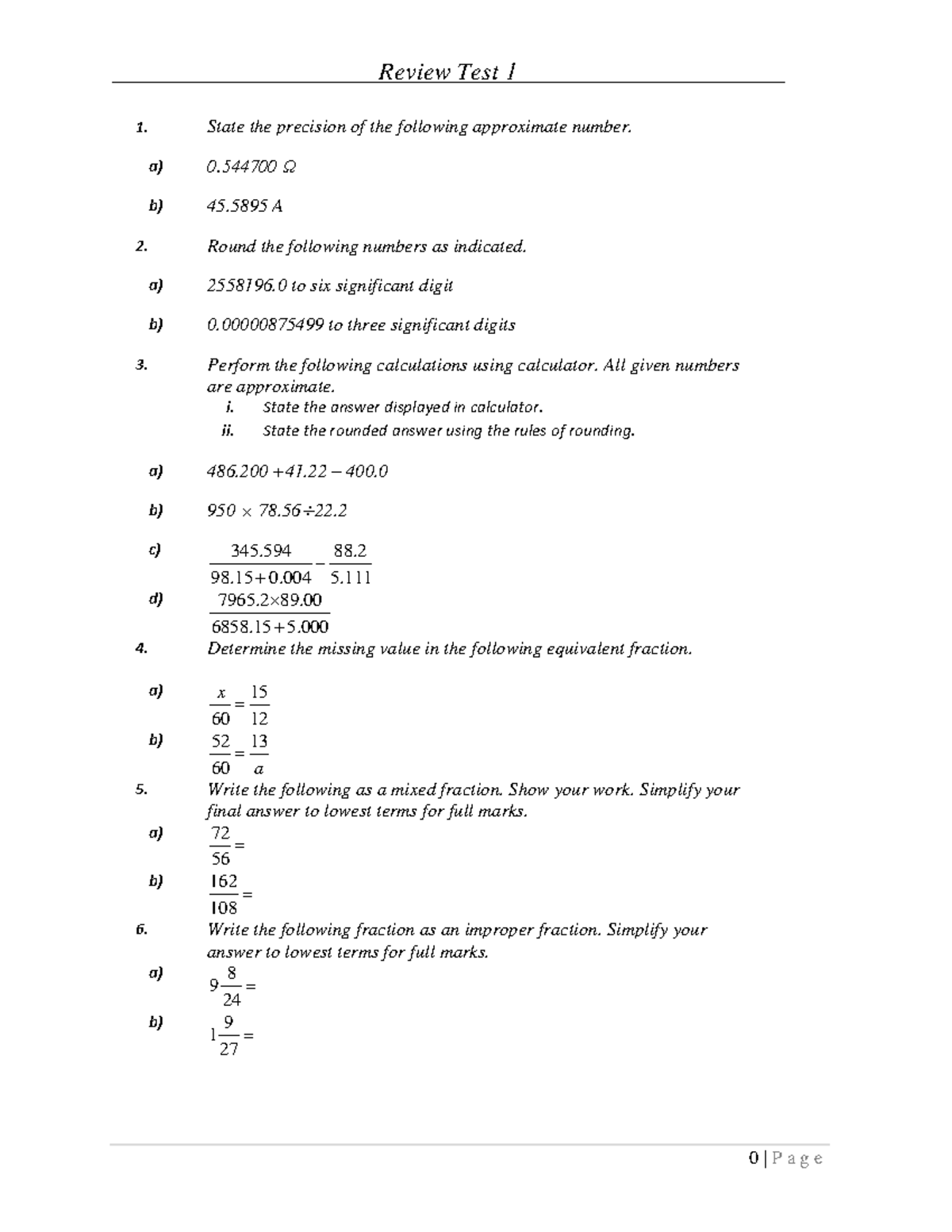 Math101 Test 1 Review with Solutions and Explanations - Studocu