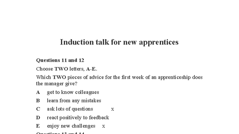 Induction Talk for New Apprentices: Key Advice & Company Policies - Studocu
