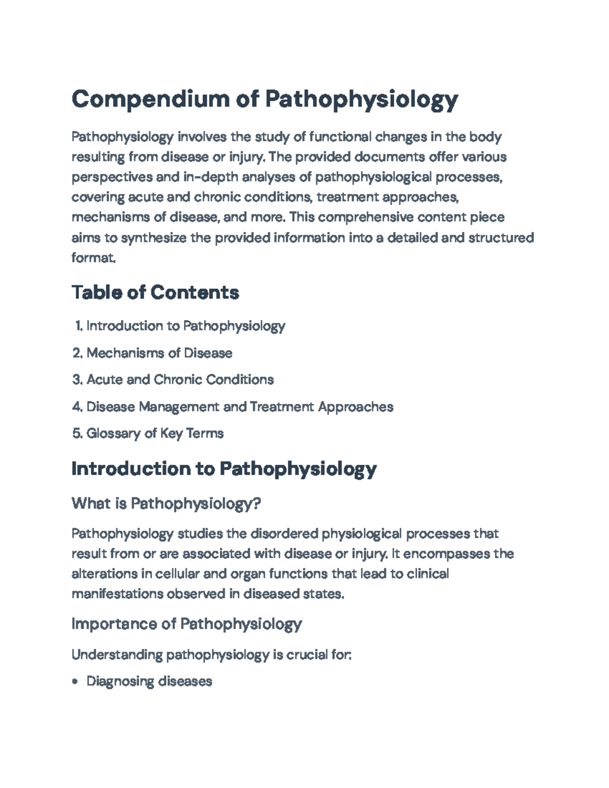 Compendium of Pathophysiology: Mechanisms, Conditions, and Treatments ...