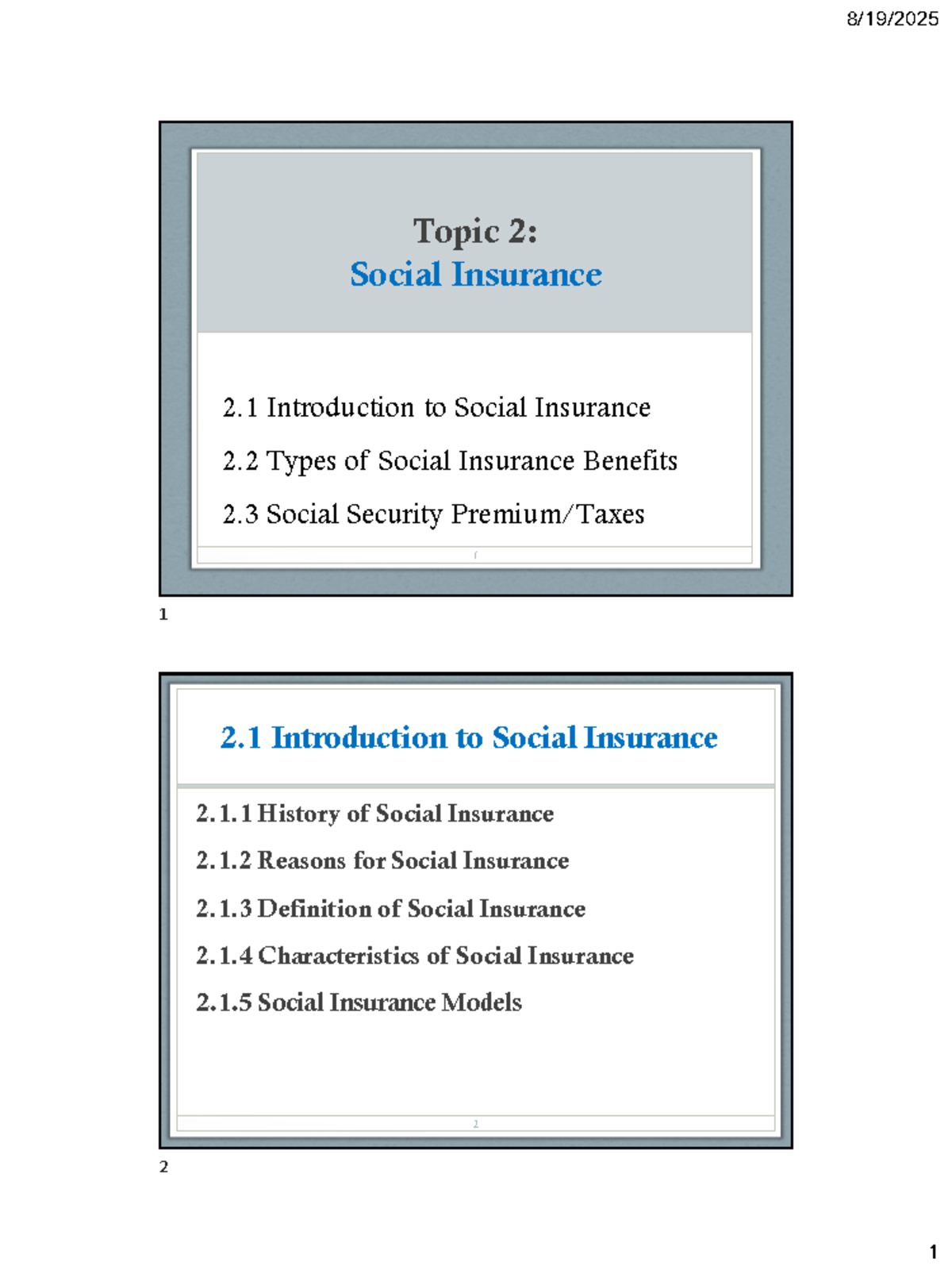 LH Chapter 2: Understanding Social Insurance and Its Benefits - Studocu