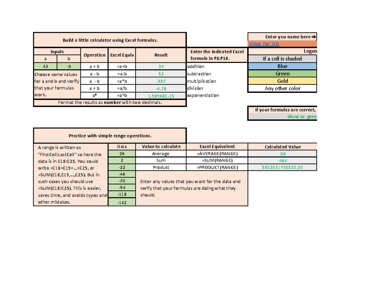 MAT-144 Topic 1 - Excel Formulas & Operations Guide - Studocu