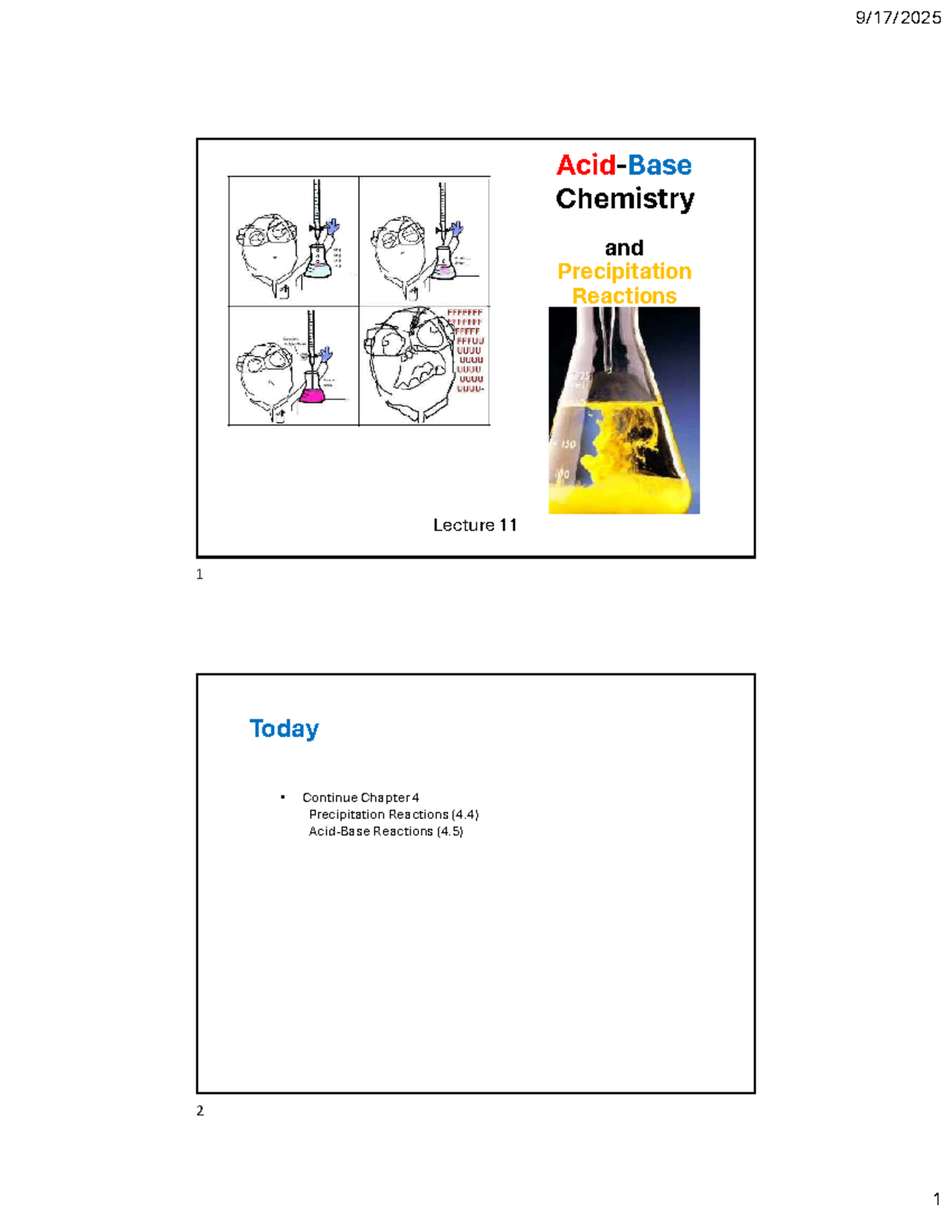 CHEM1113 Final Exam Review: Acid-Base & Precipitation Reactions - Studocu