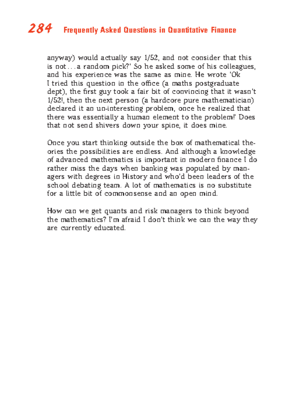 284 FAQs in Quantitative Finance: Beyond Mathematics and Commonsense ...