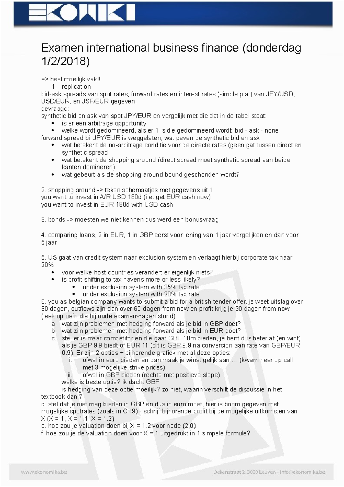 Examen international business finance - replication bid-ask spreads van ...