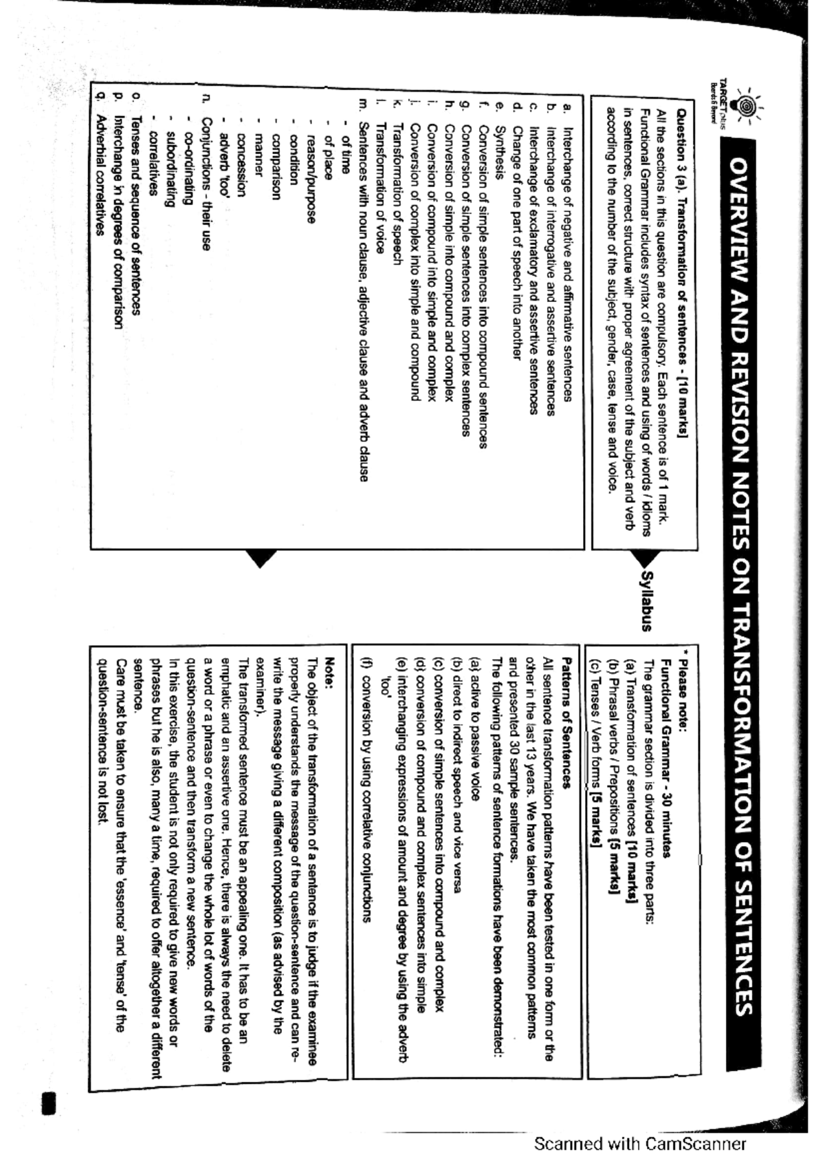 Sure Success Transformation of Sentences (ISC) Revision Notes - Studocu