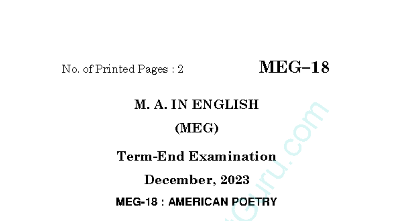 MEG-18 American Poetry Exam Dec 2023: Critical Interpretation Guide ...